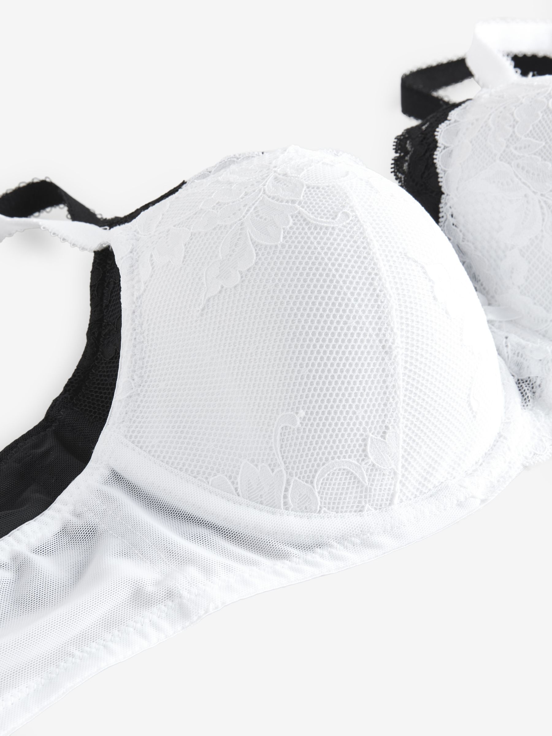 Buy Black/Cream Padded Balcony DD+ Lace Bras 2 Pack from the Next UK ...