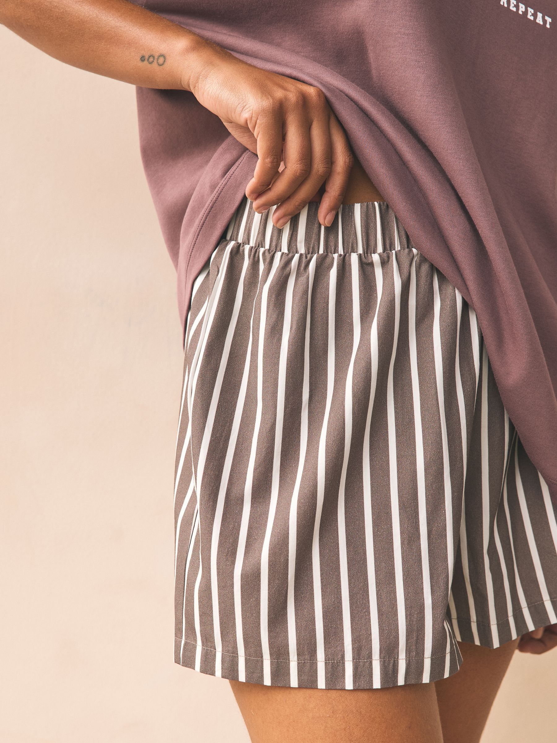 Buy Brown Stripe Short Set Pyjamas from Next Australia