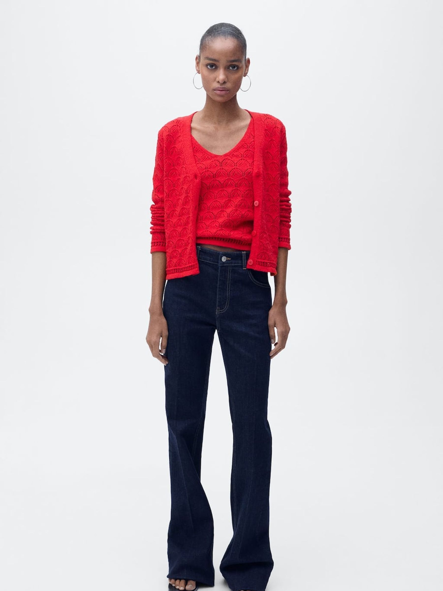 Buy Mango Red Crochet Long Sleeve Cardigan from the Next UK online shop