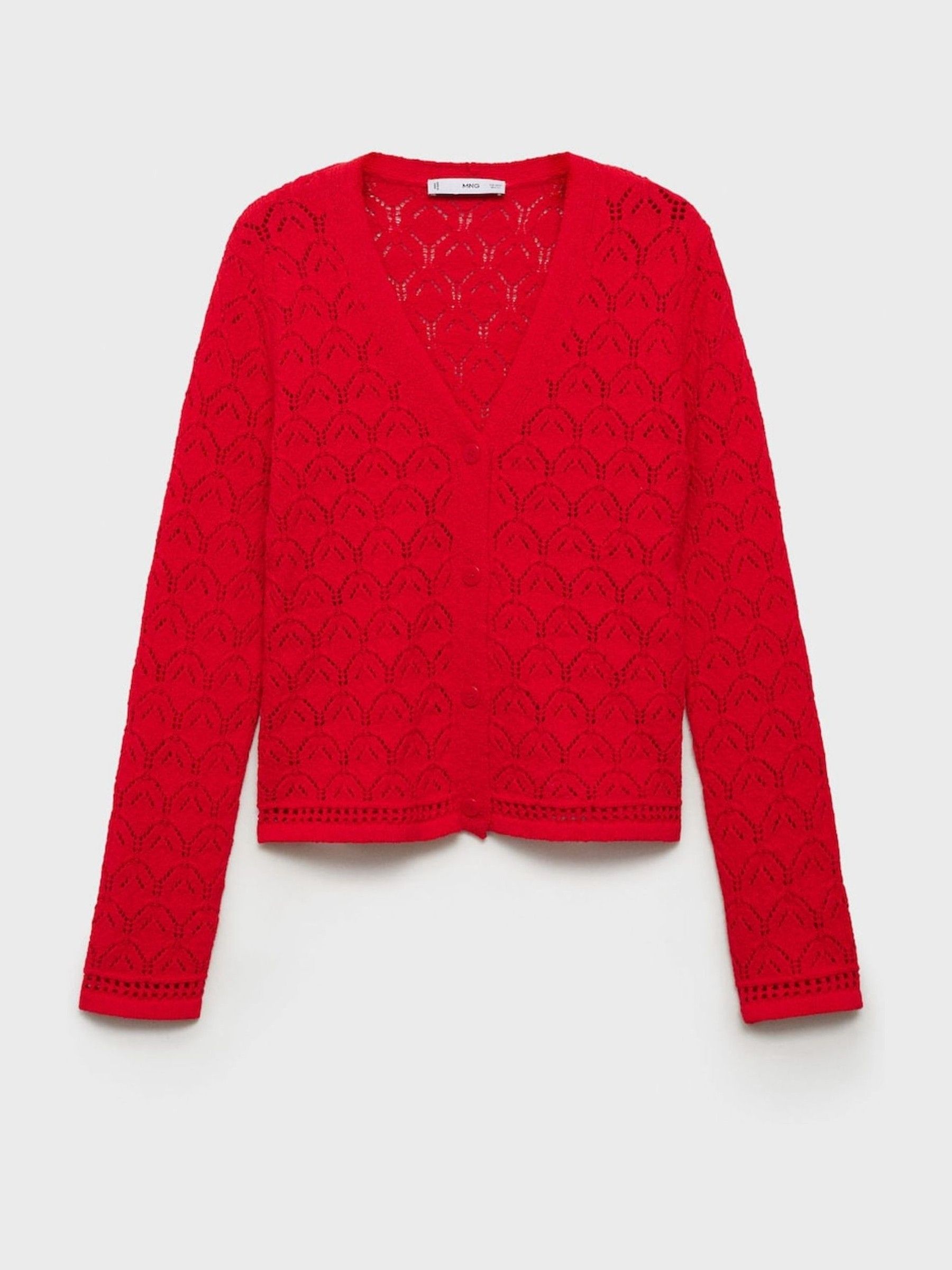 Buy Mango Red Crochet Long Sleeve Cardigan from the Next UK online shop