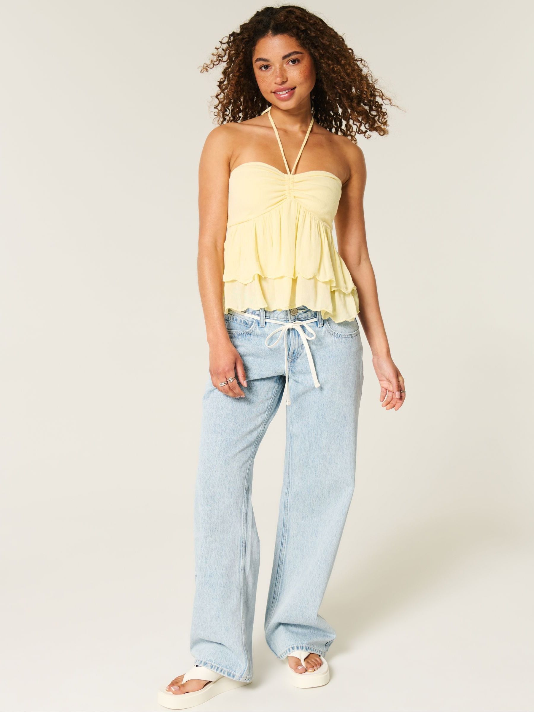 Buy Hollister Yellow Strapless Top With Halter Neck Tie from the Next ...