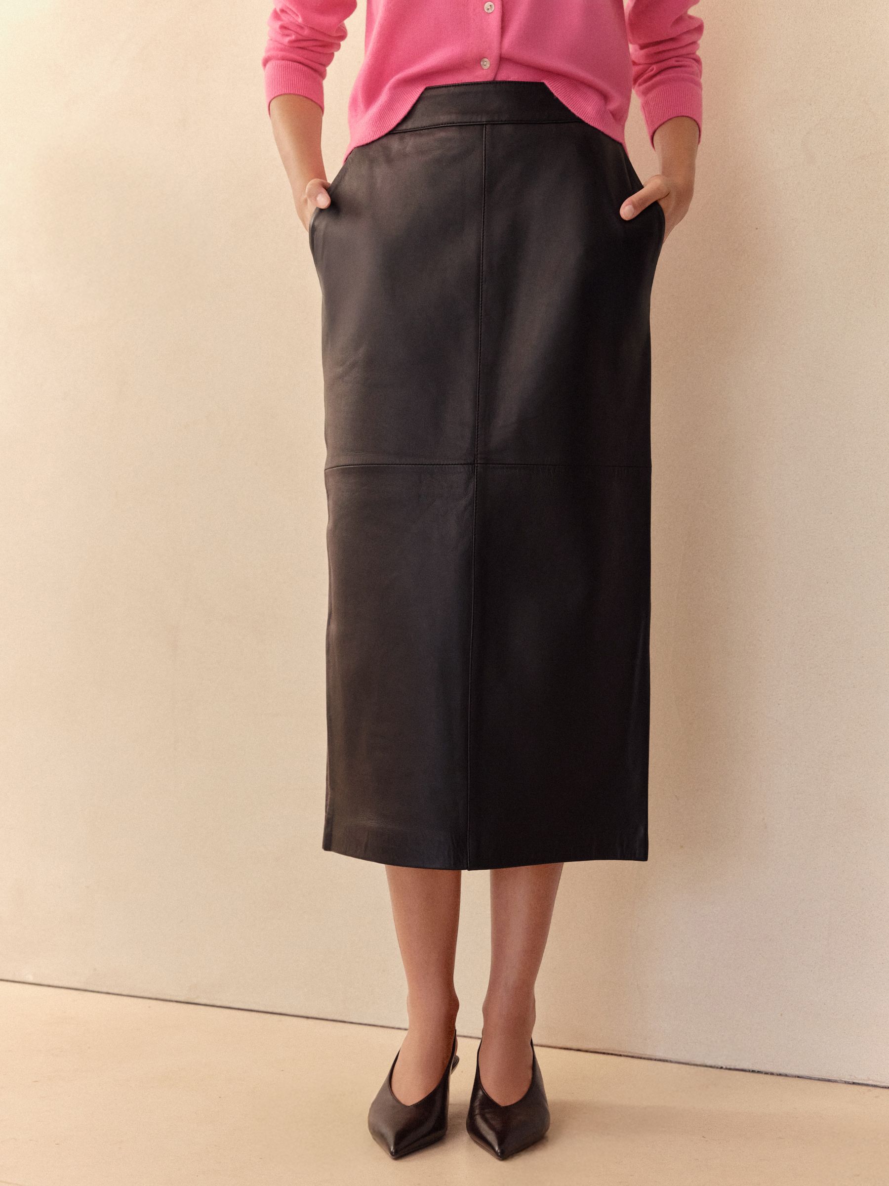 Buy Chocolate Brown N. Premium Real Leather Pencil Skirt from Next ...