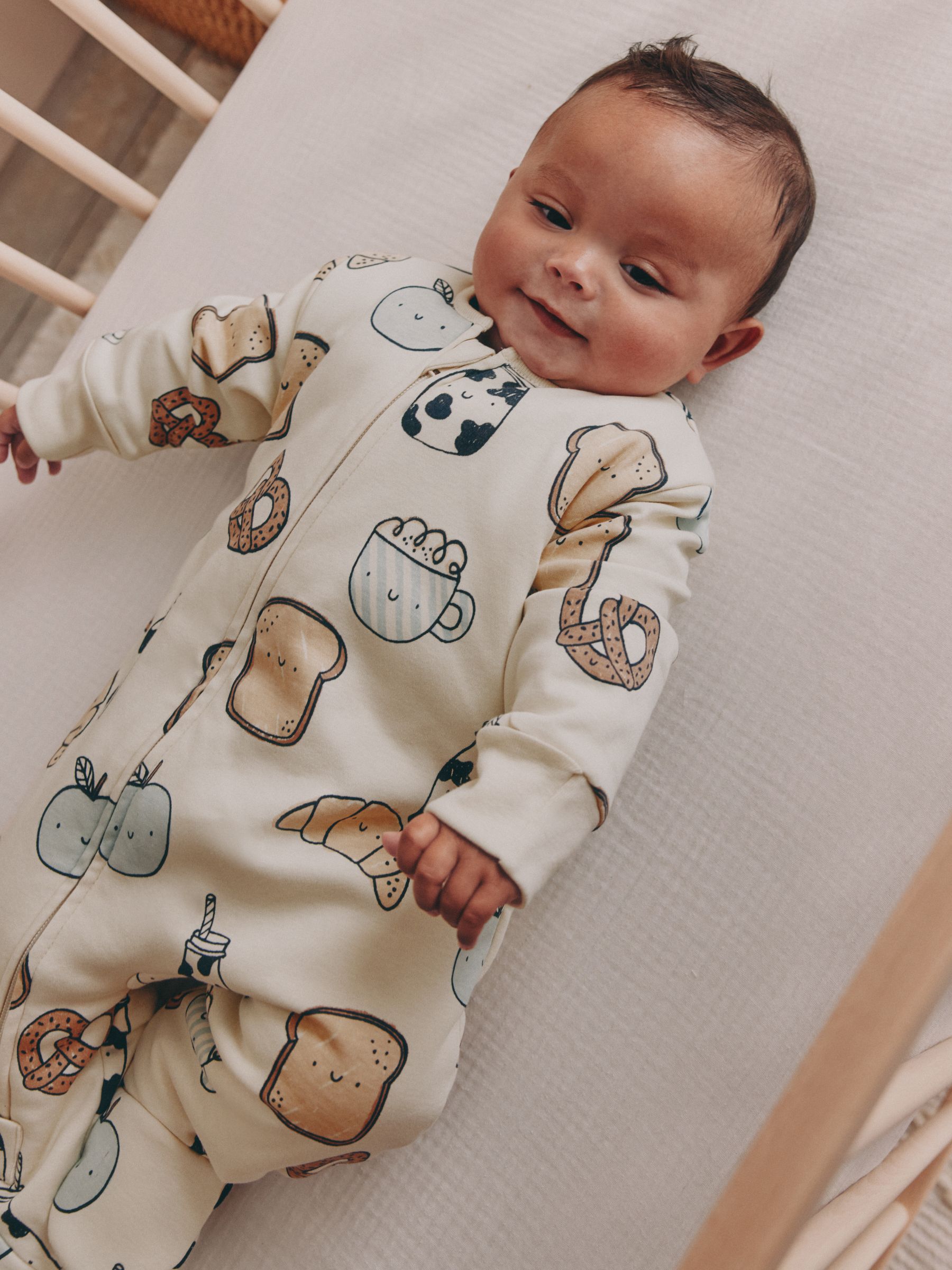 Buy Ecru Breakfast Club 2.5 TOG Wadded Baby Sleepsuit from the Next UK ...