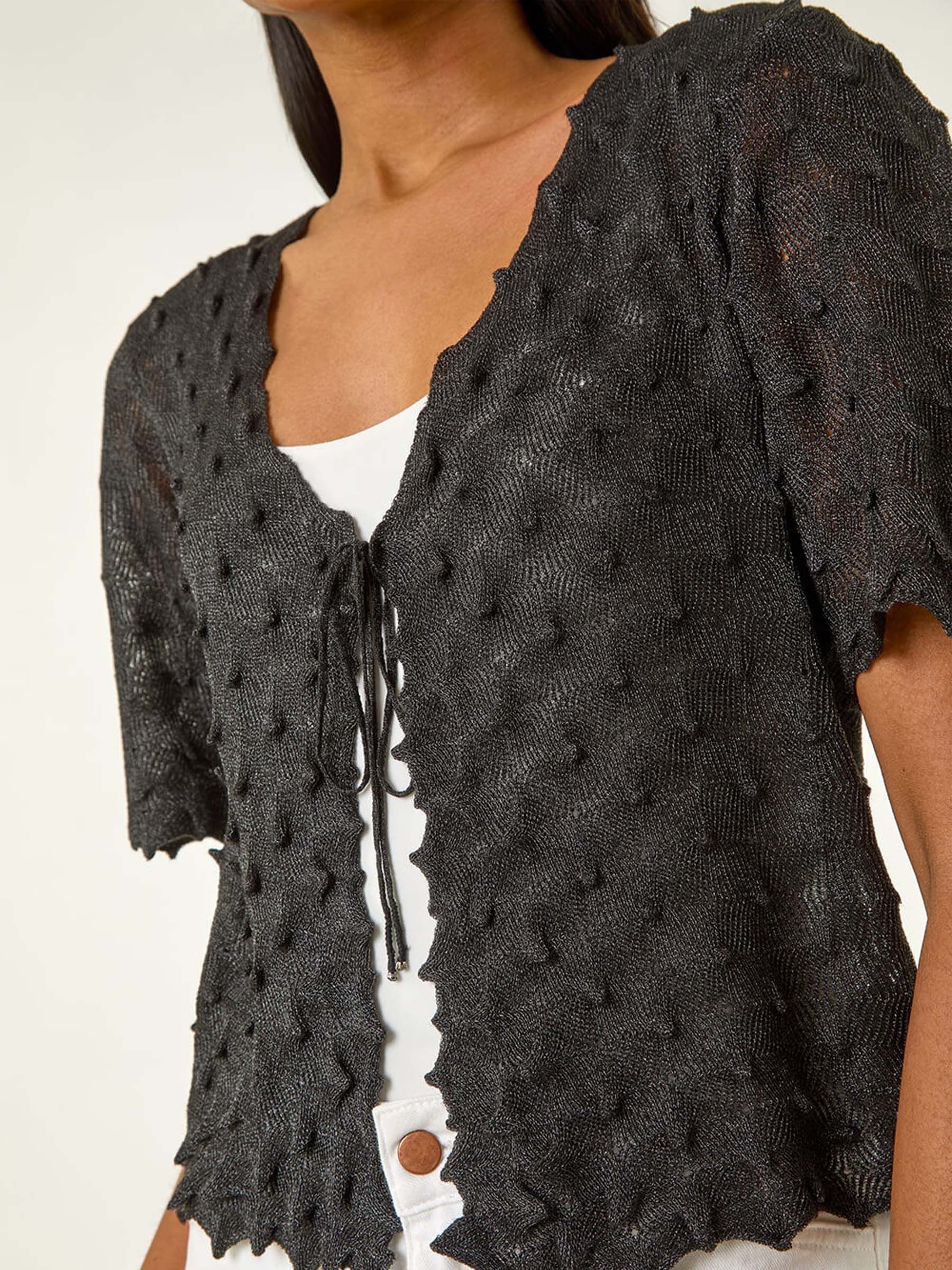 Buy Roman Black Textured Tie Front Shrug from the Next UK online shop