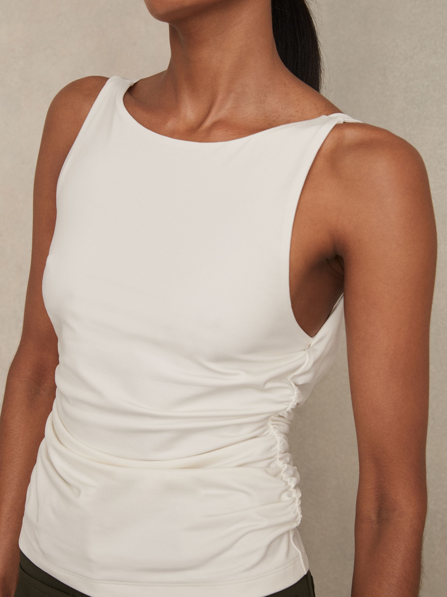 Buy Reiss White Nadia Ruched Jersey Cowl Back Vest from the Next UK ...