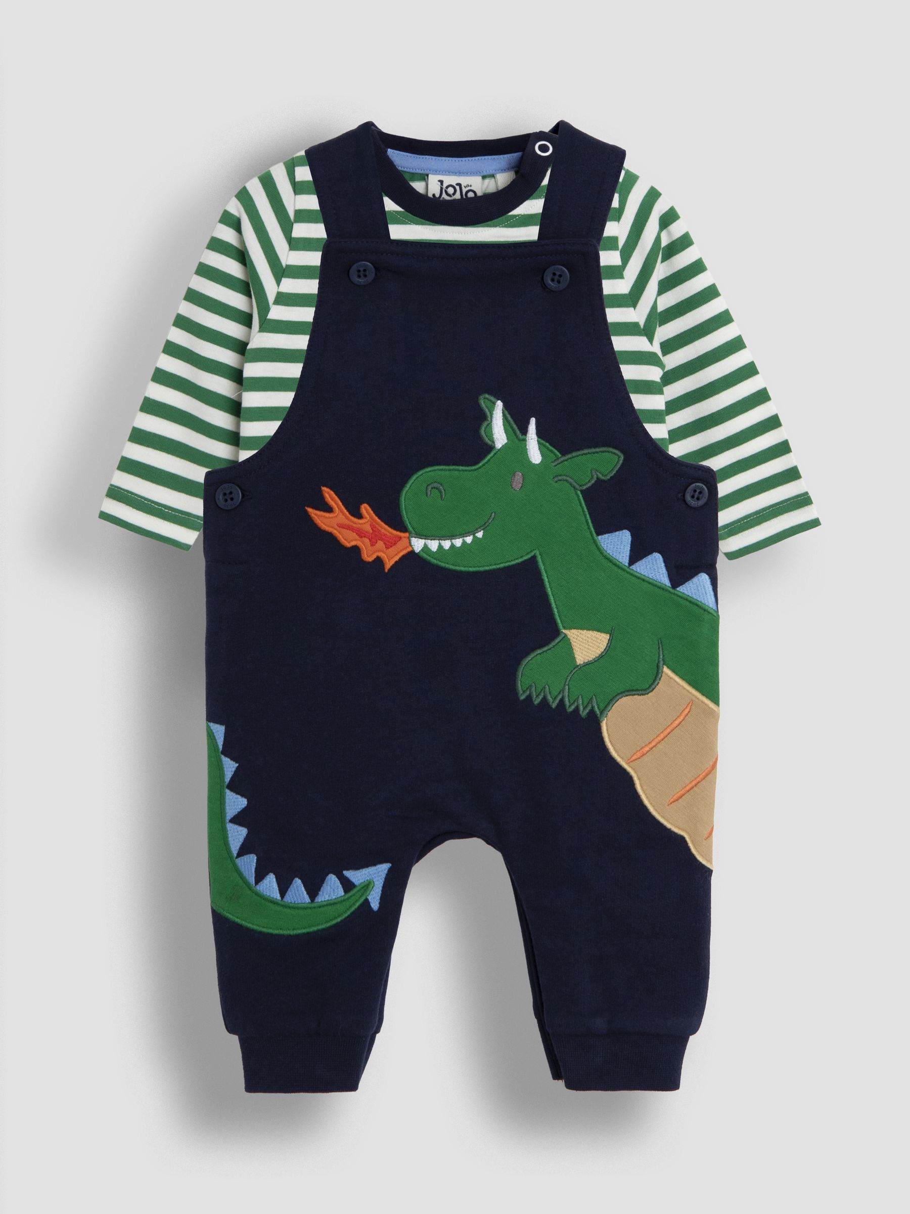 Buy JoJo Maman Bébé Dark Blue Dragon 2-Piece Applique Dunagreee & Top ...