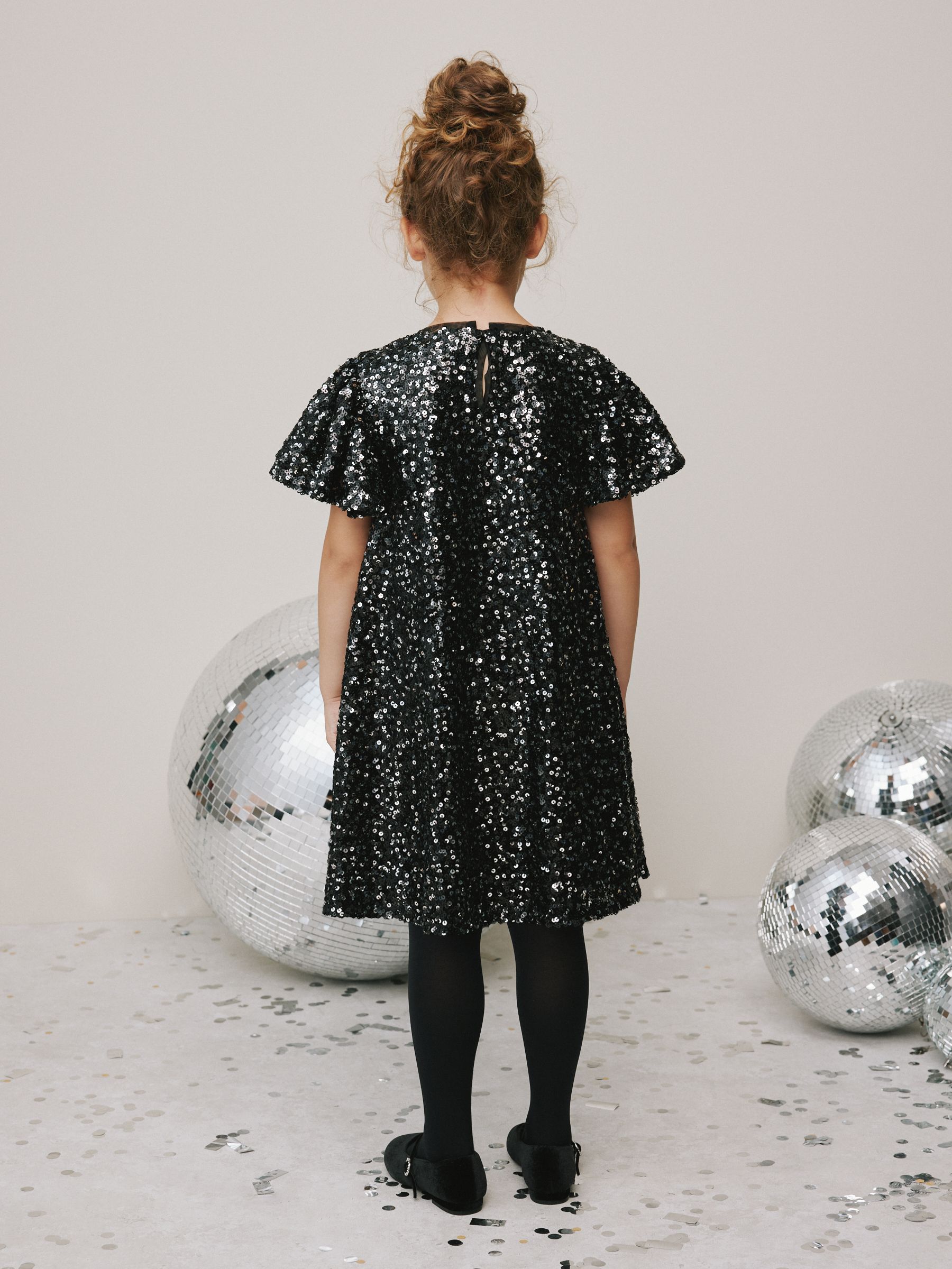 Buy Black Angel Sleeve Sequin Party Dress (3-16yrs) from Next Australia