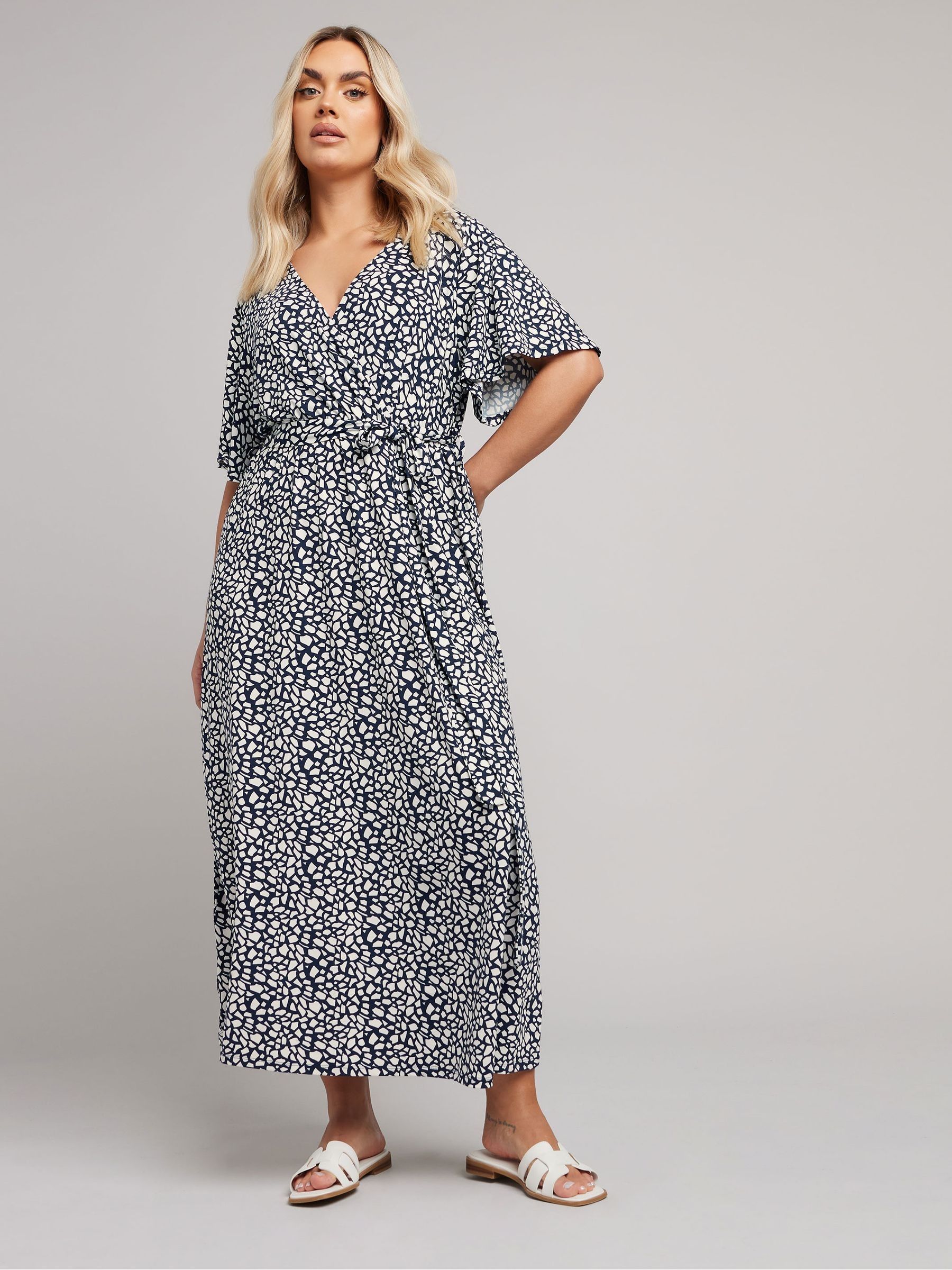 Buy Yours Curve Blue Abstract Wrap Dress from the Next UK online shop