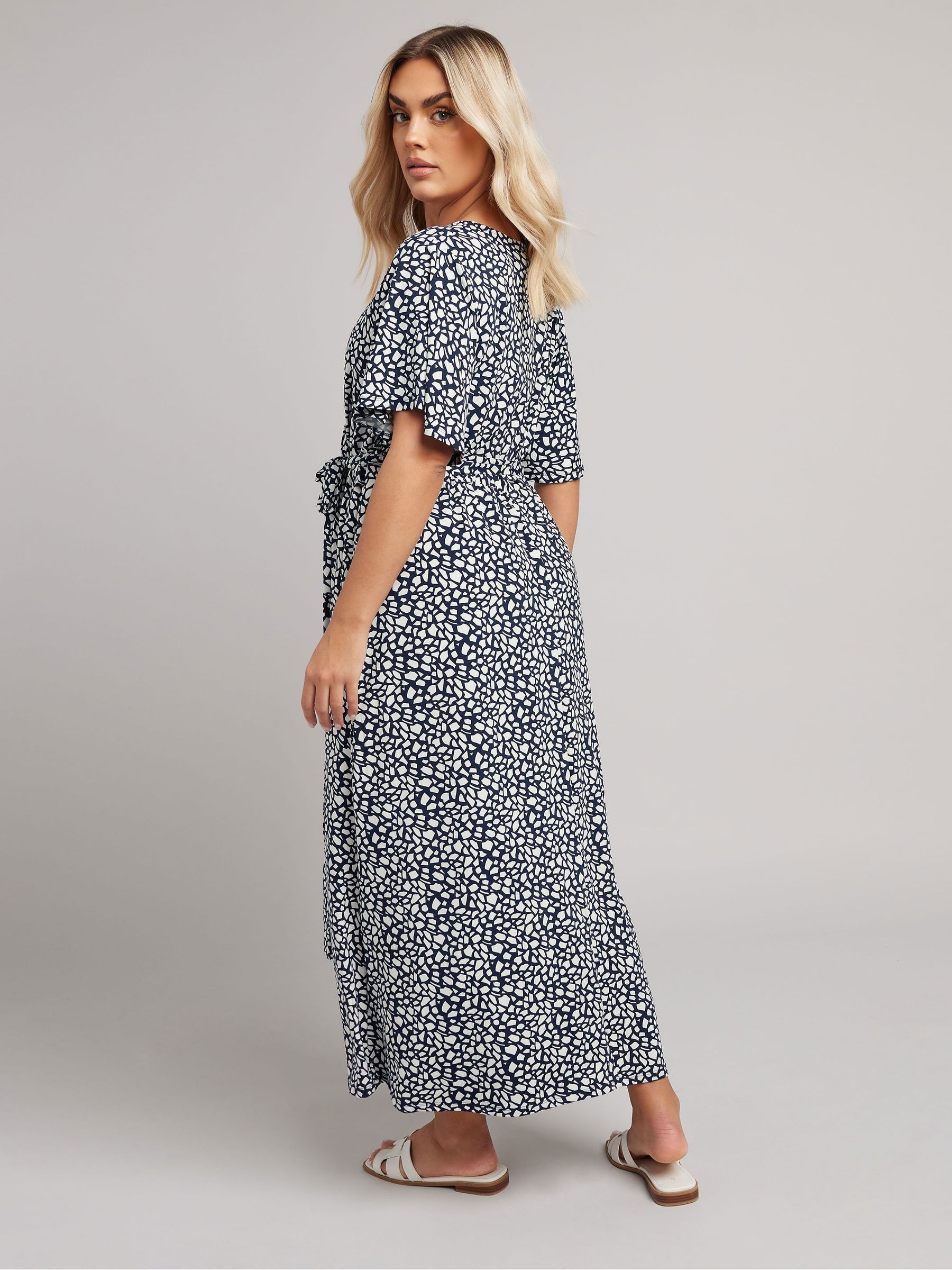 Buy Yours Curve Blue Abstract Wrap Dress from the Next UK online shop