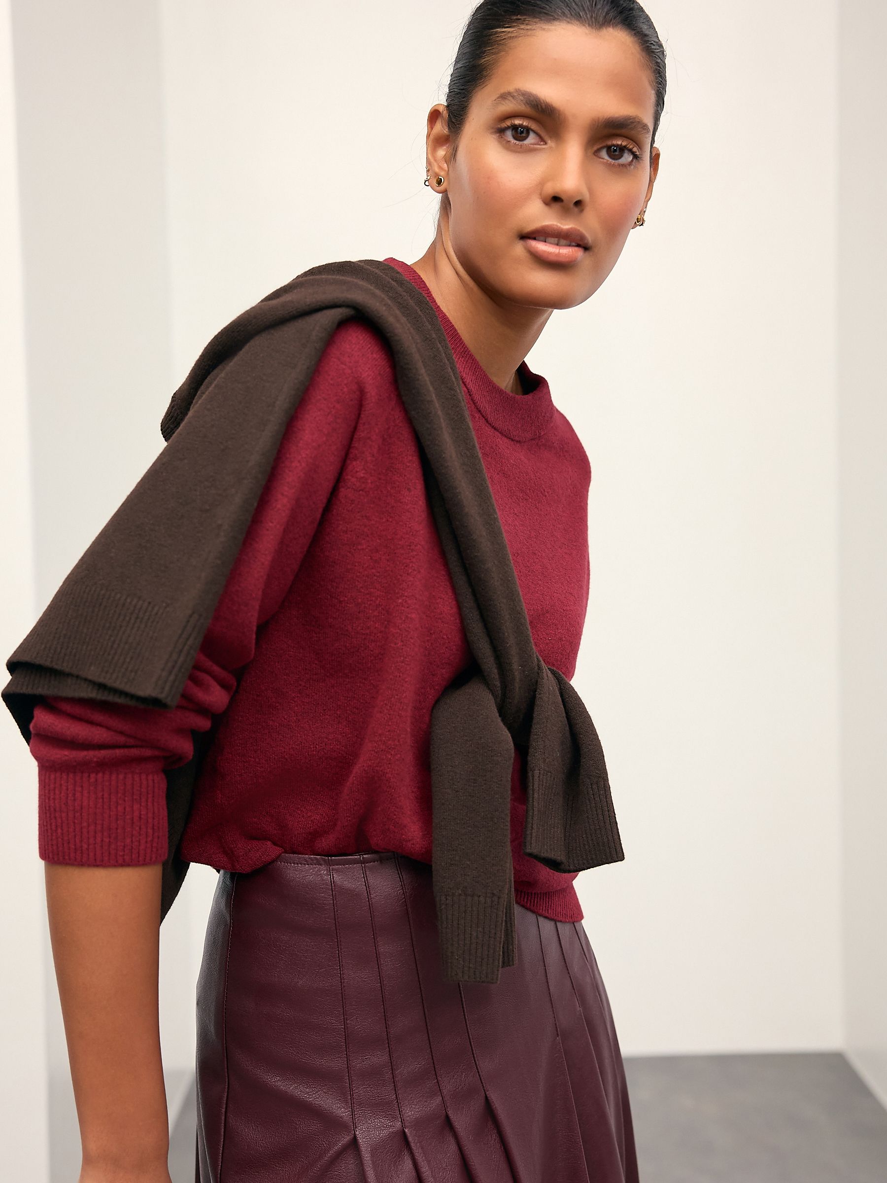 Buy Burgundy Red Supersoft Crew Neck Long Sleeve Jumper from Next Israel