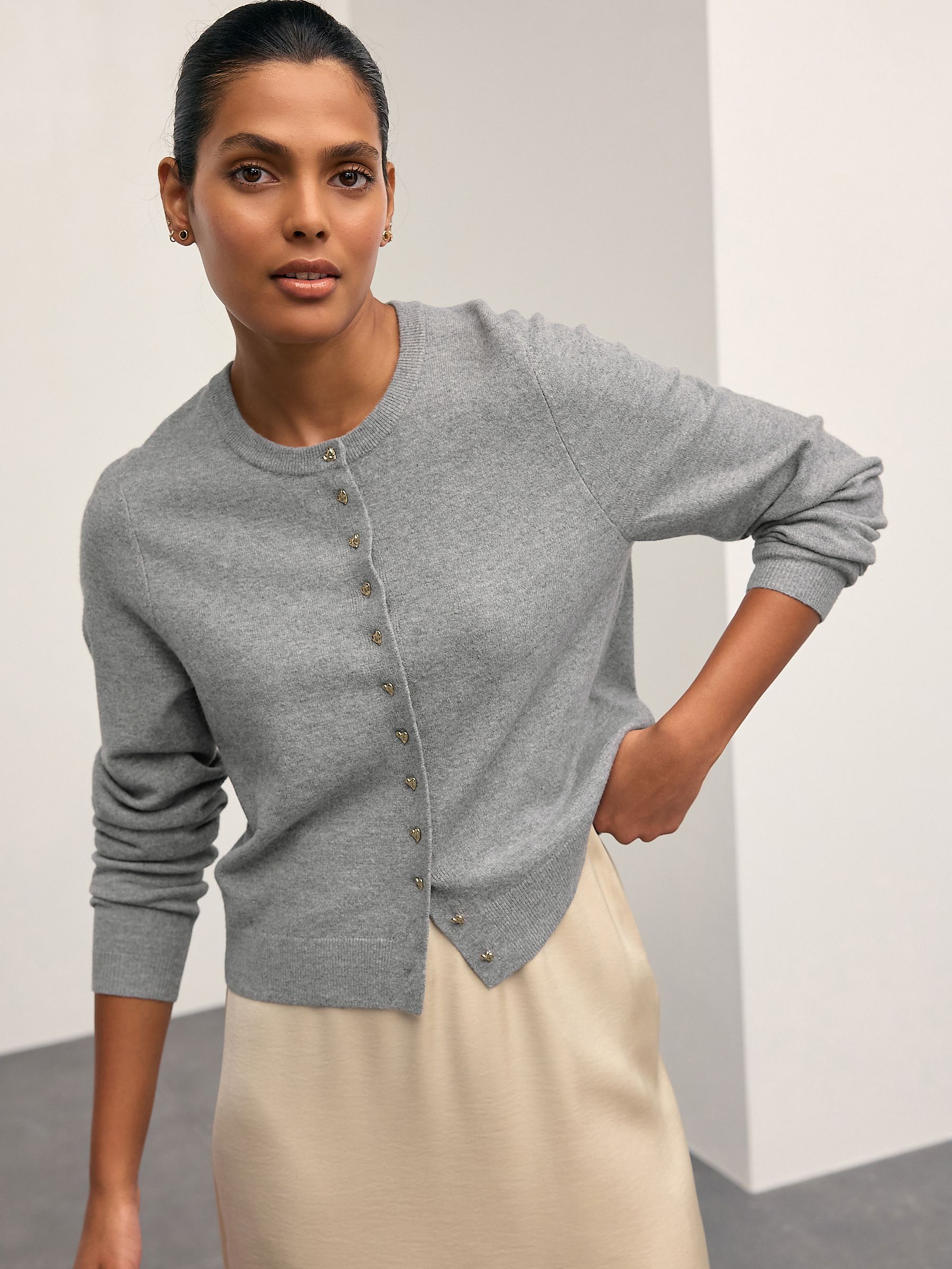 Buy Grey Slim Supersoft Crew Neck Cardigan with Wool from Next Israel