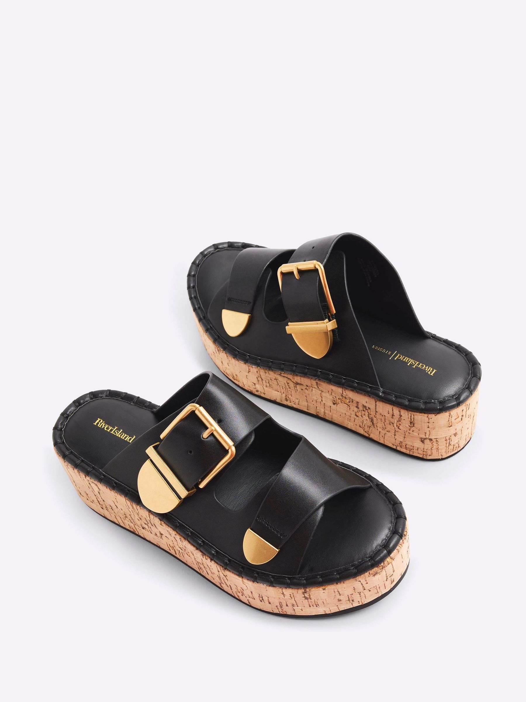 Buy River Island Black Backless Wedge Sandals from the Next UK online shop
