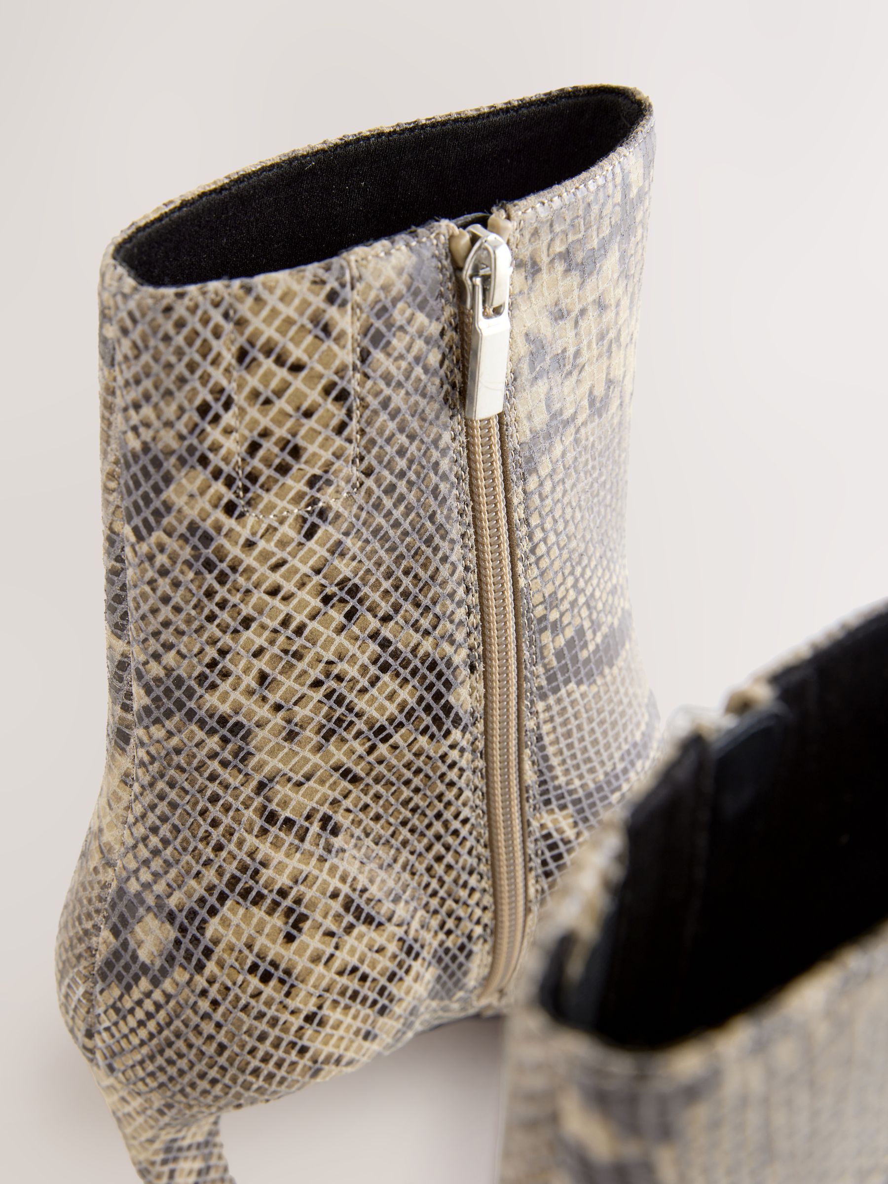 Buy Snake Forever Comfort® Chisel Toe Heeled Ankle Boots from the Next ...