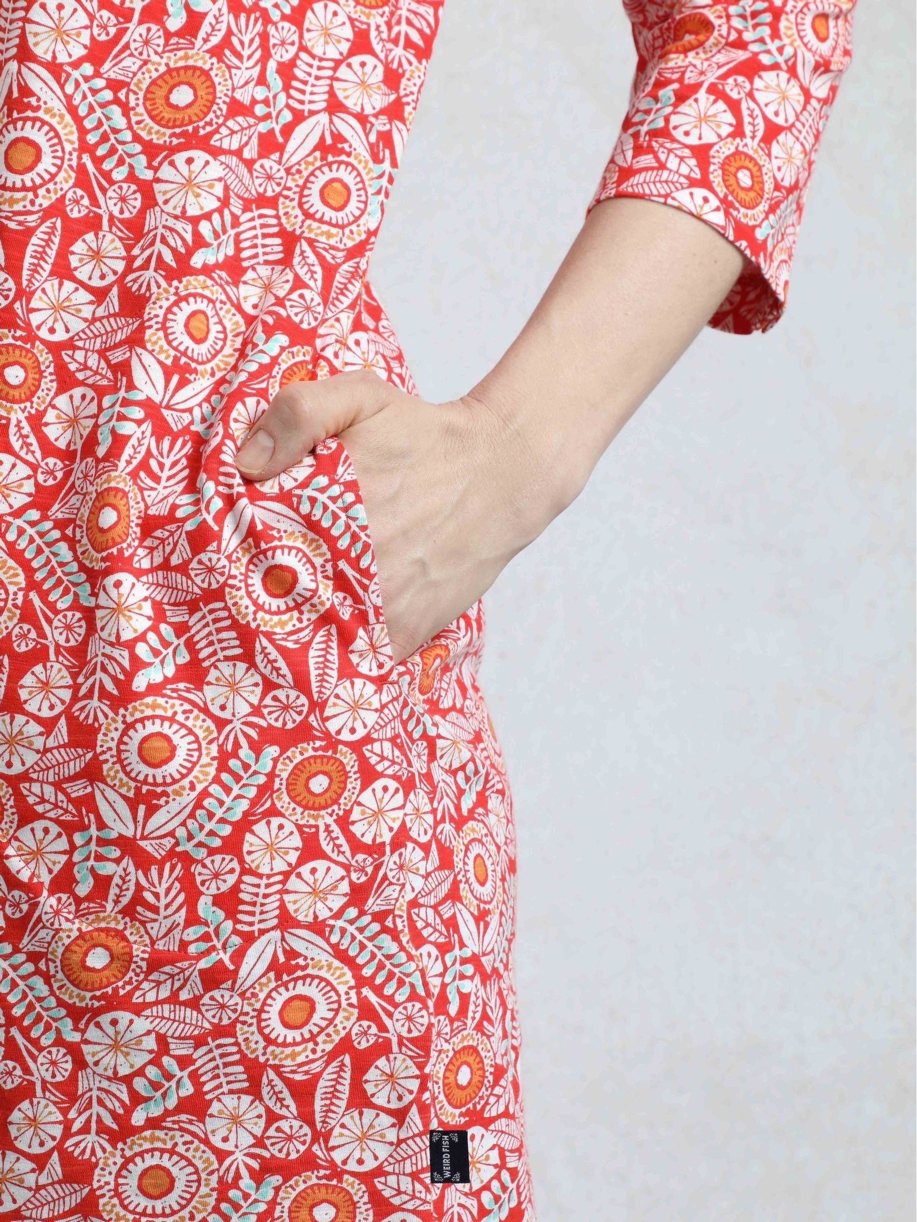 Buy Weird Fish Red Ava Printed Slub 100% Cotton Tunic from Next Netherlands