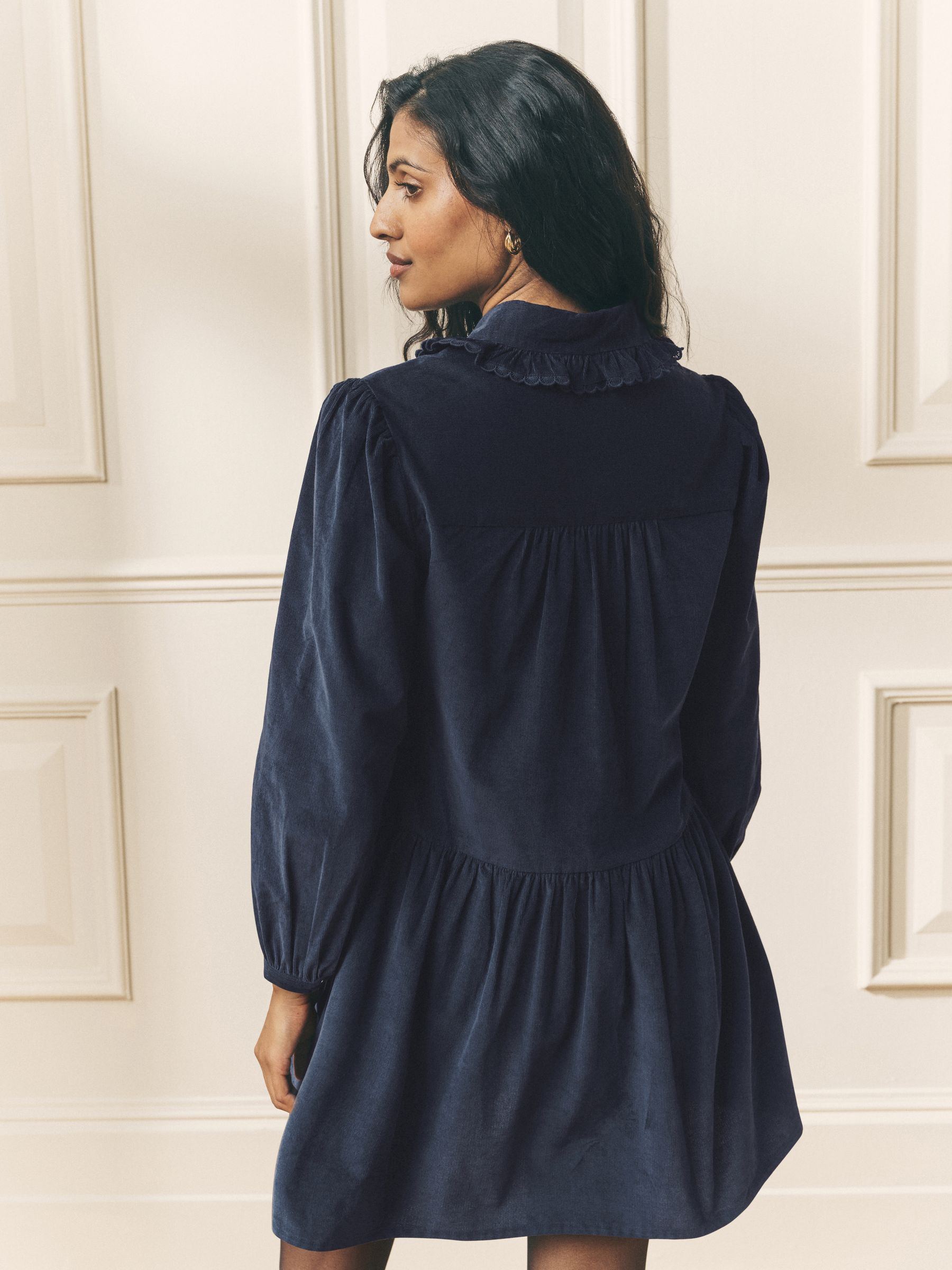 Buy Navy - Laura Ashley Ellerby Floral Cord Long Sleeve Mini Dress from ...