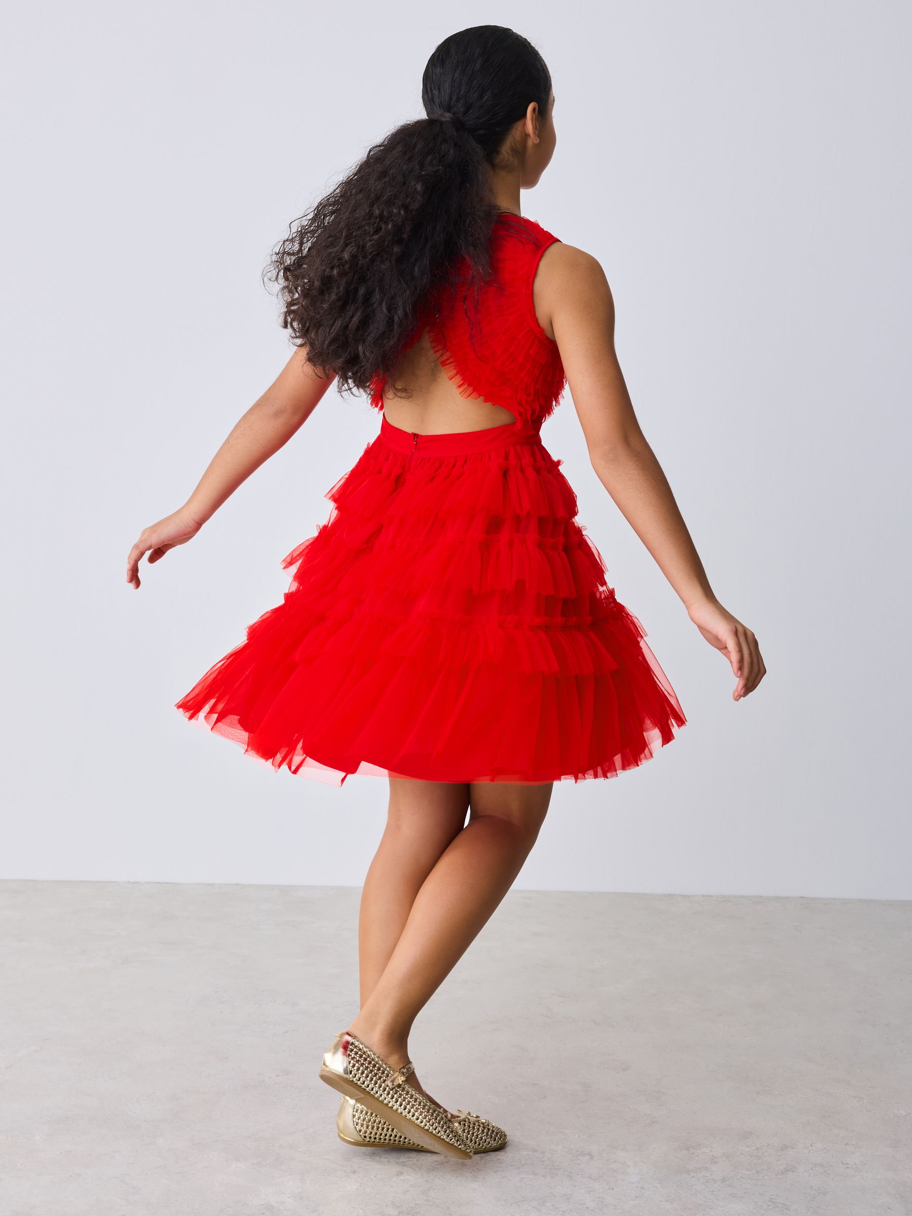 Buy Baker by Ted Baker Red Mesh Tiered Dress from Next Kuwait