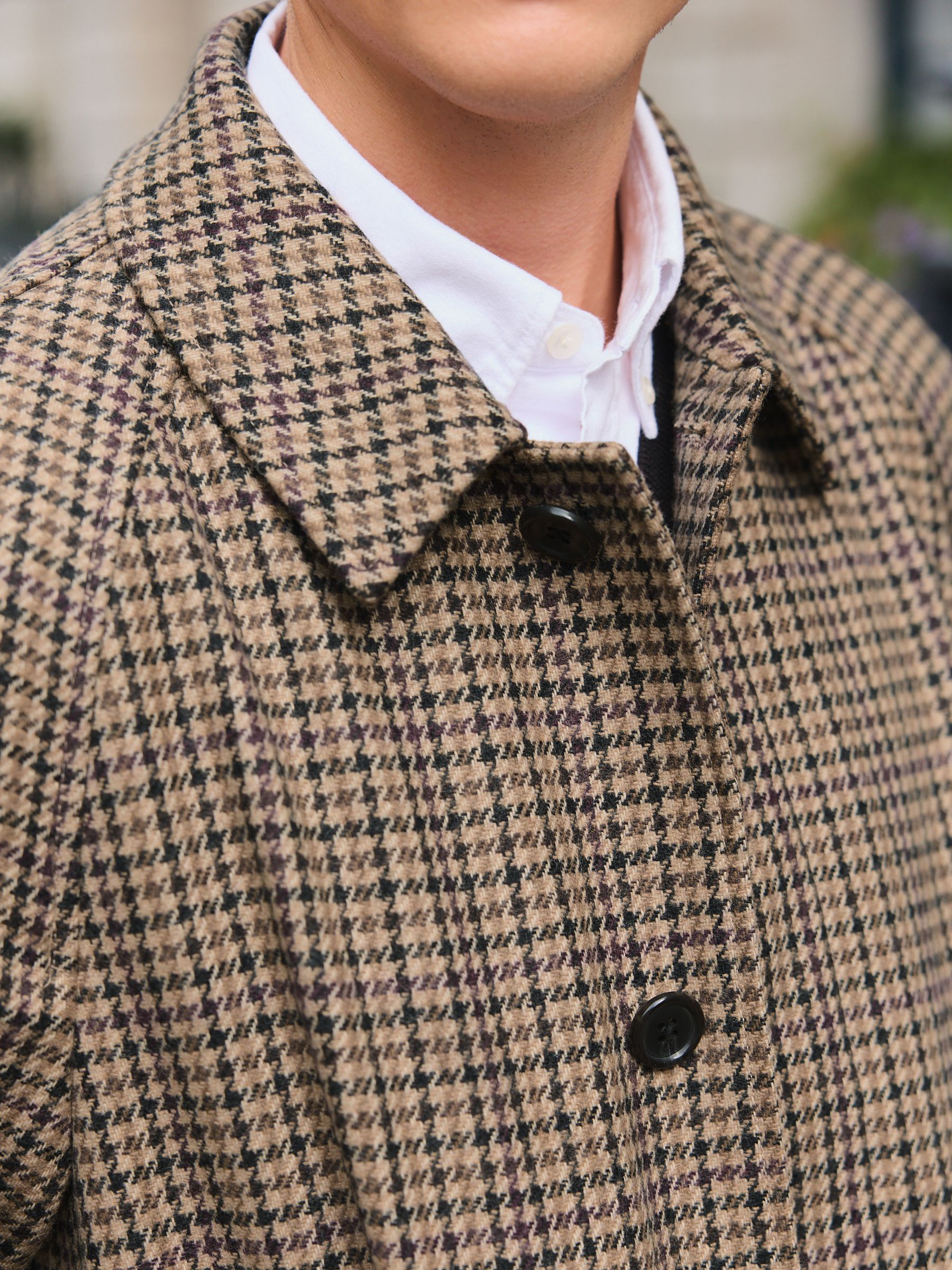 Buy Neutral - Wool Rich Italian Fabric Dogtooth Check Coat from Next ...