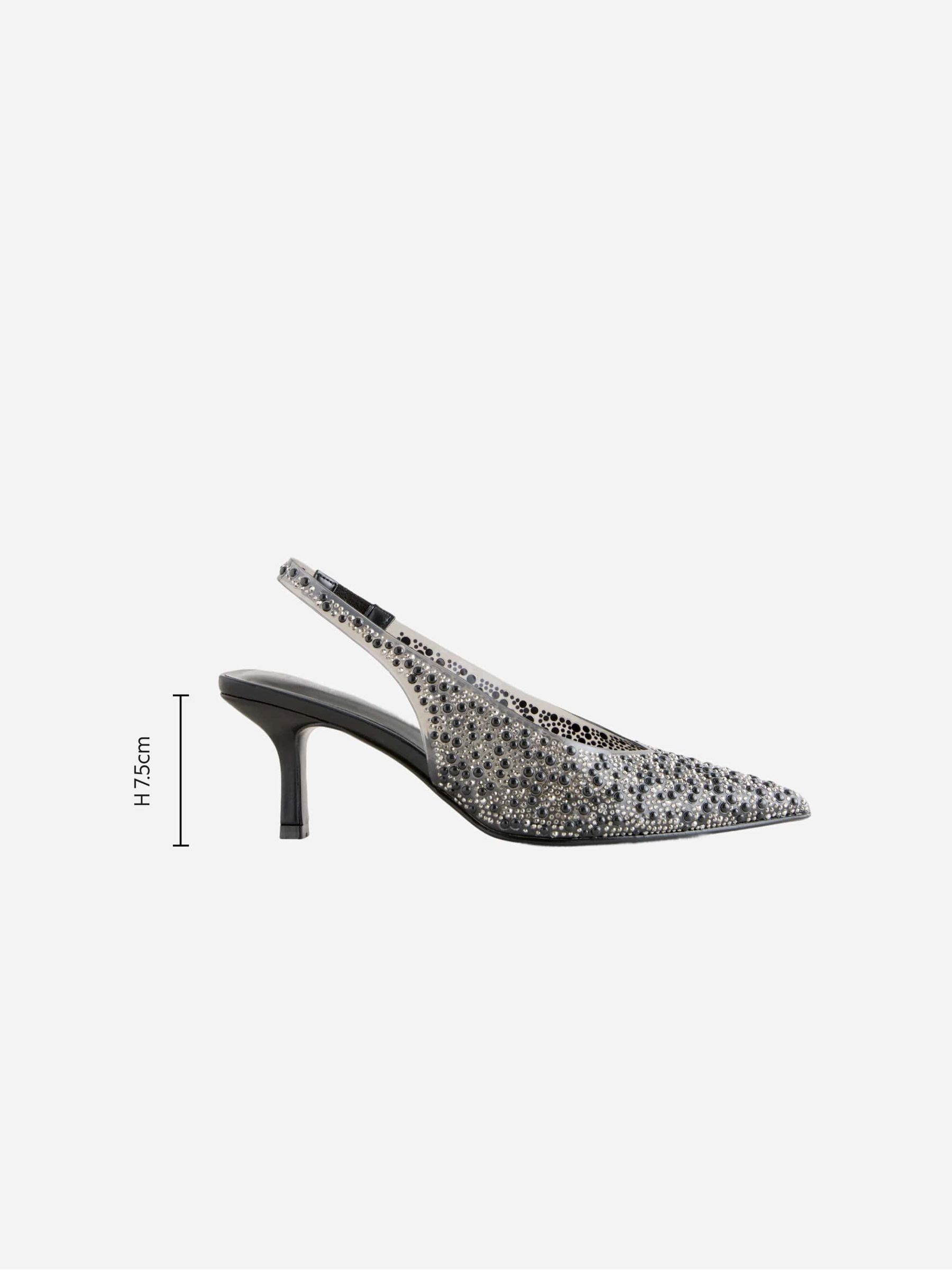 Buy Black Forever Comfort® Point Toe Vinyl Jewel Detail Sling Back ...