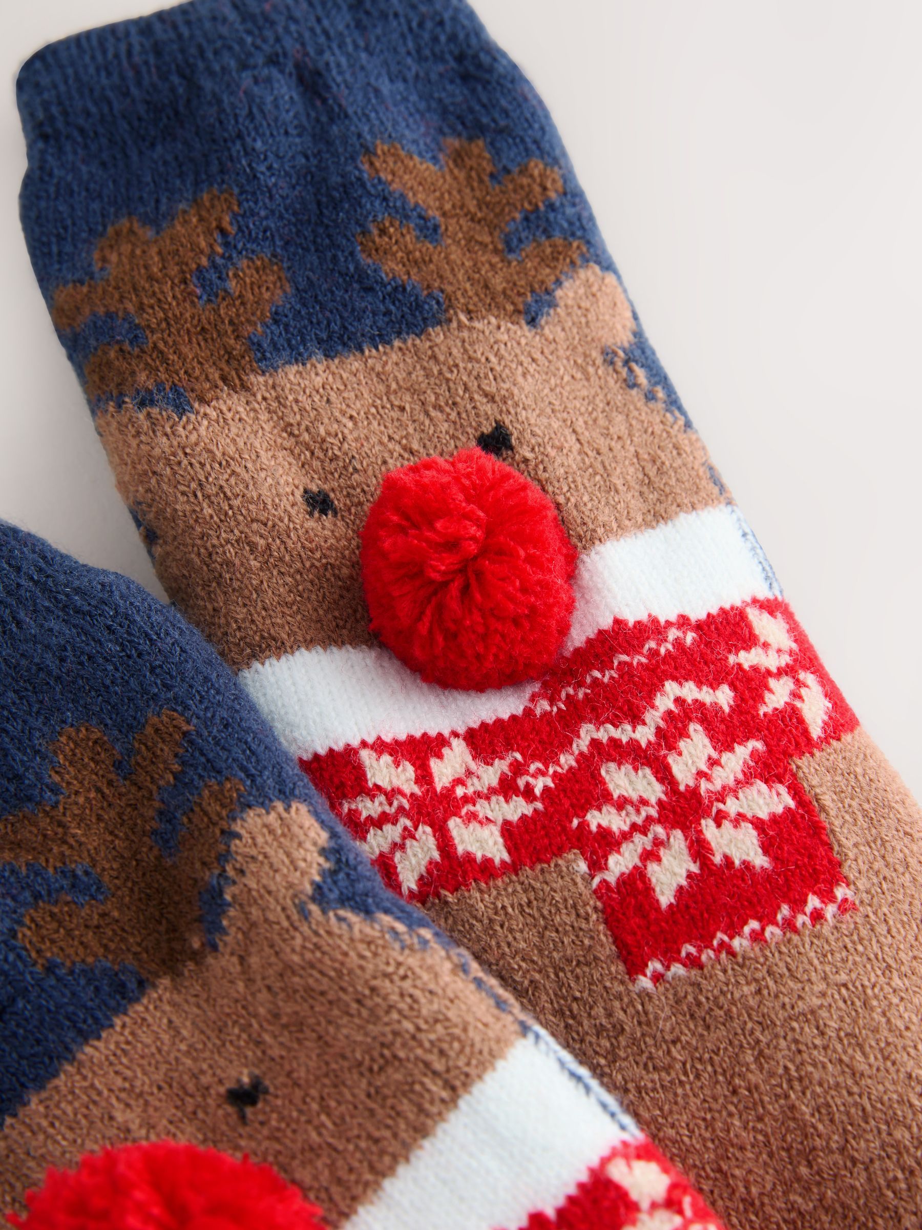 Buy Brown/Navy Reindeer Christmas Cosy Socks 1 Pack from Next Israel