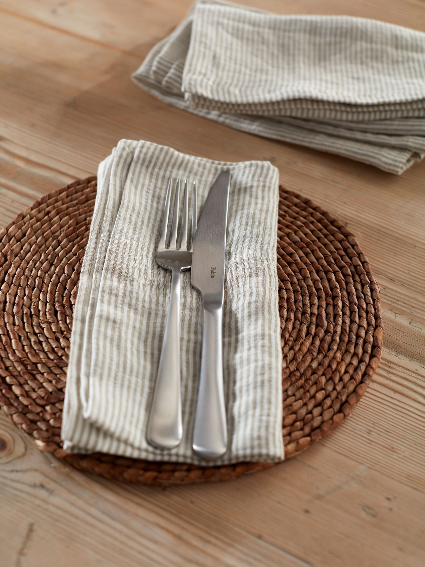 Buy Secret Linen Store Set of 4 Natural Sid Stripe 100% Linen Napkins ...