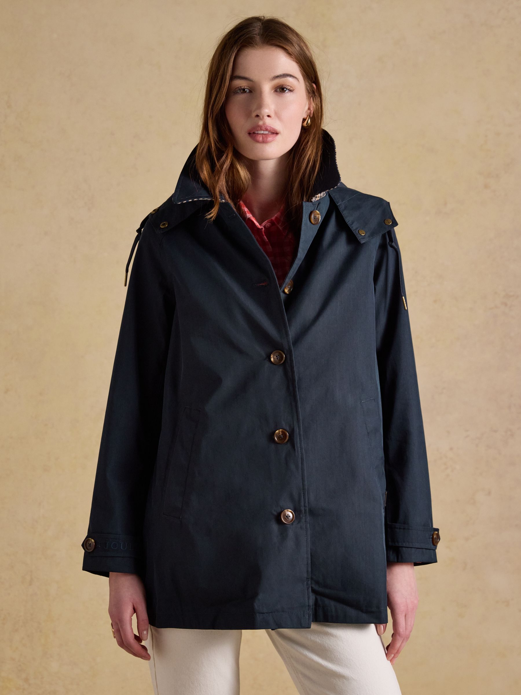 Buy Joules Rainmore Navy Button Through Waterproof Raincoat from the ...