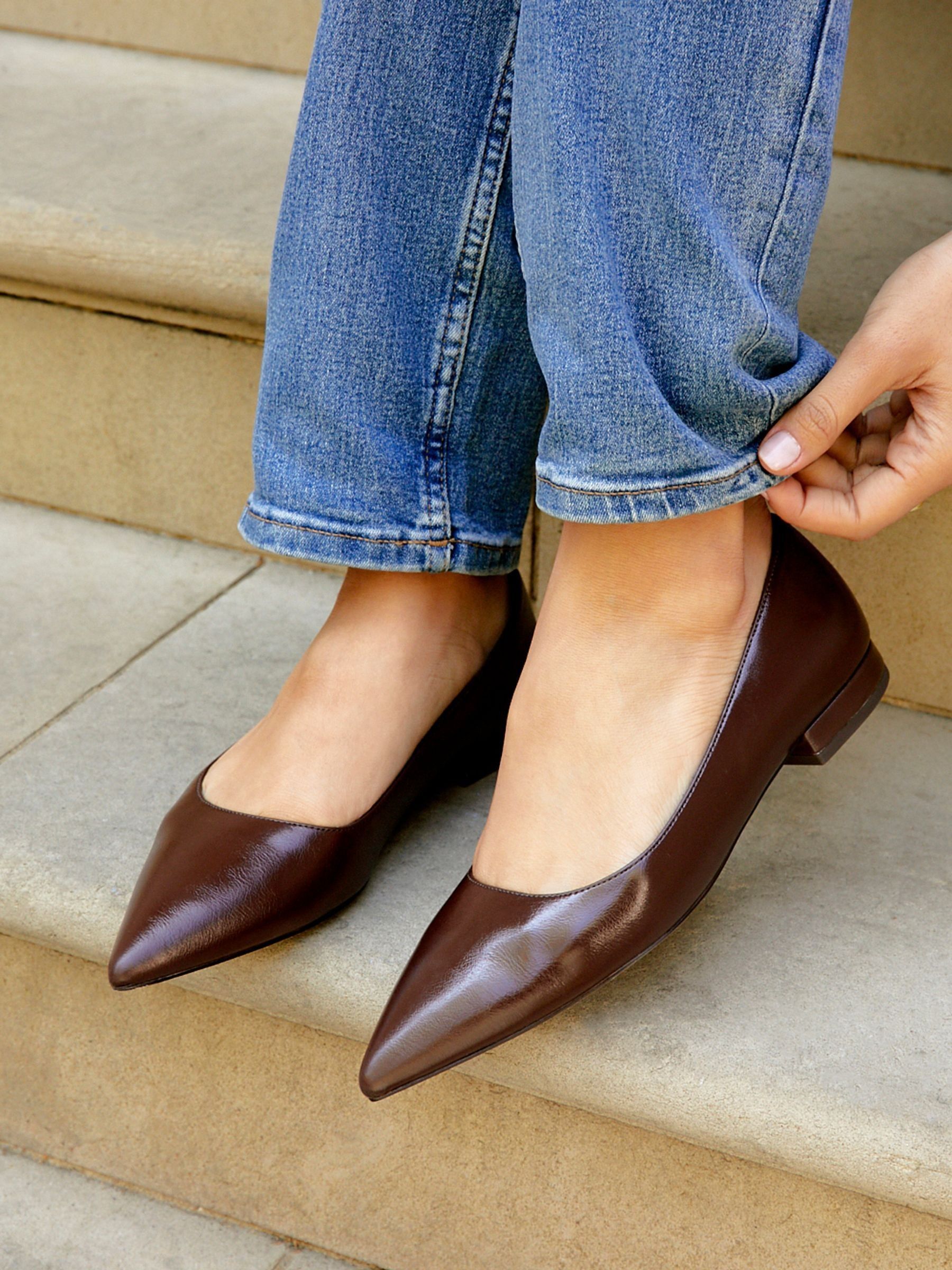 Buy Linzi Dark Brown Orian Pointed Toe Ballet Flats from the Next UK ...