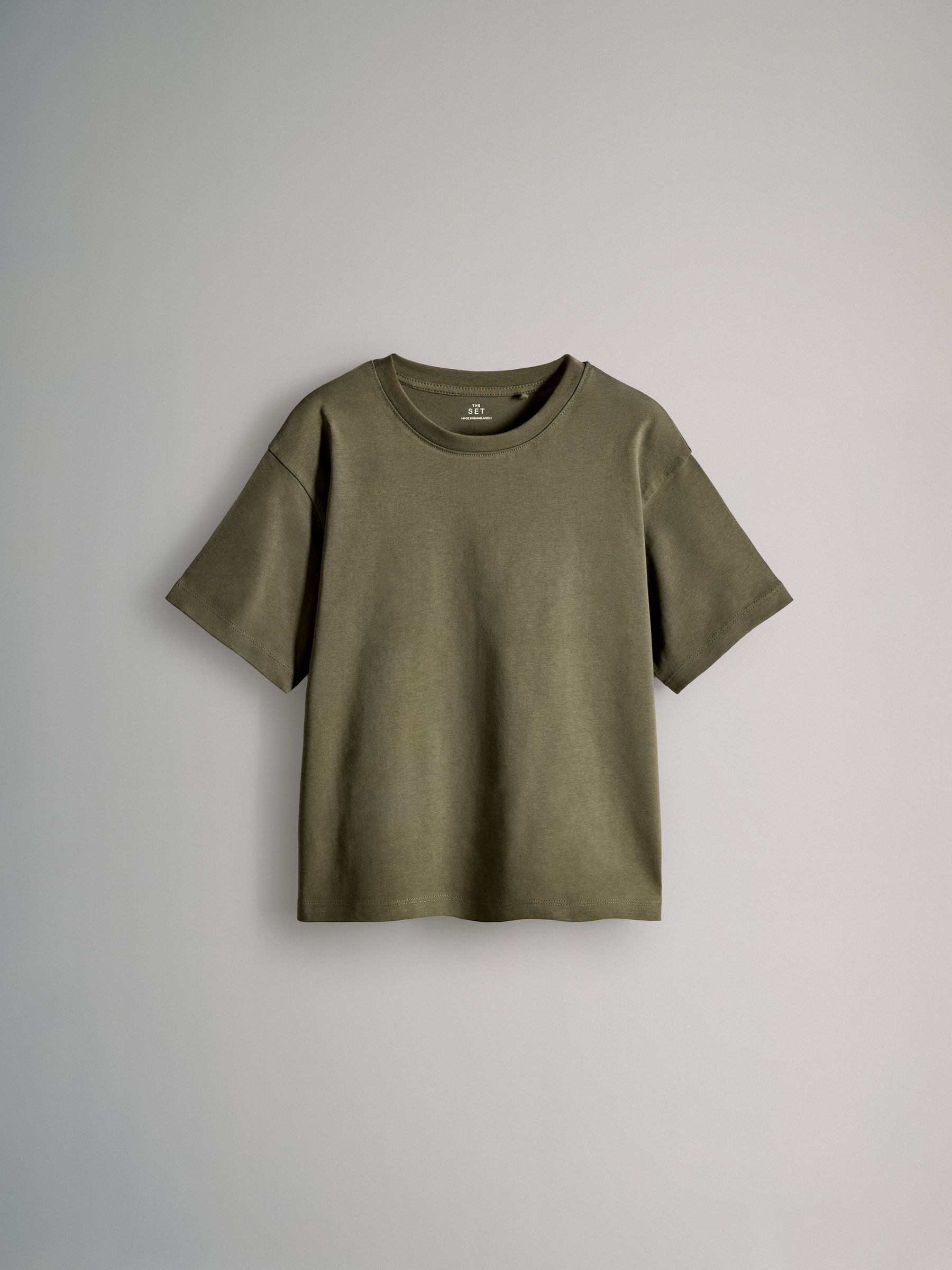 Buy The Set 4 Pack Oversized Short Sleeve Cotton T-Shirts Black/Khaki ...