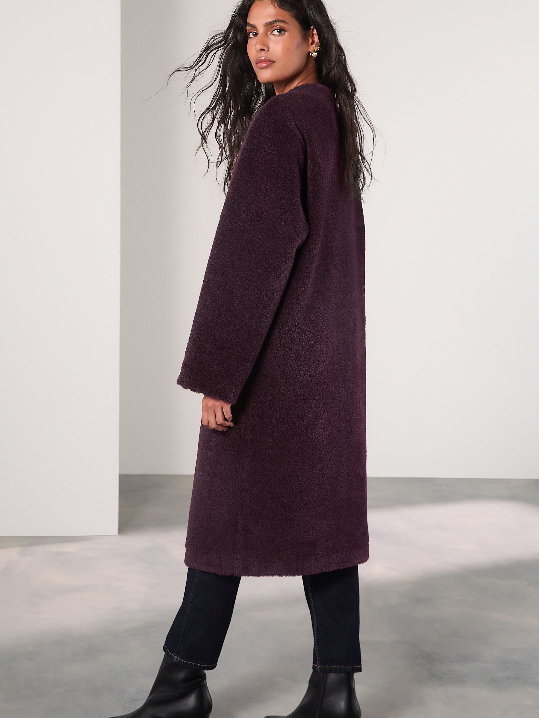 Buy Burgundy Red Faux Fur Collarless Coat from Next Ireland