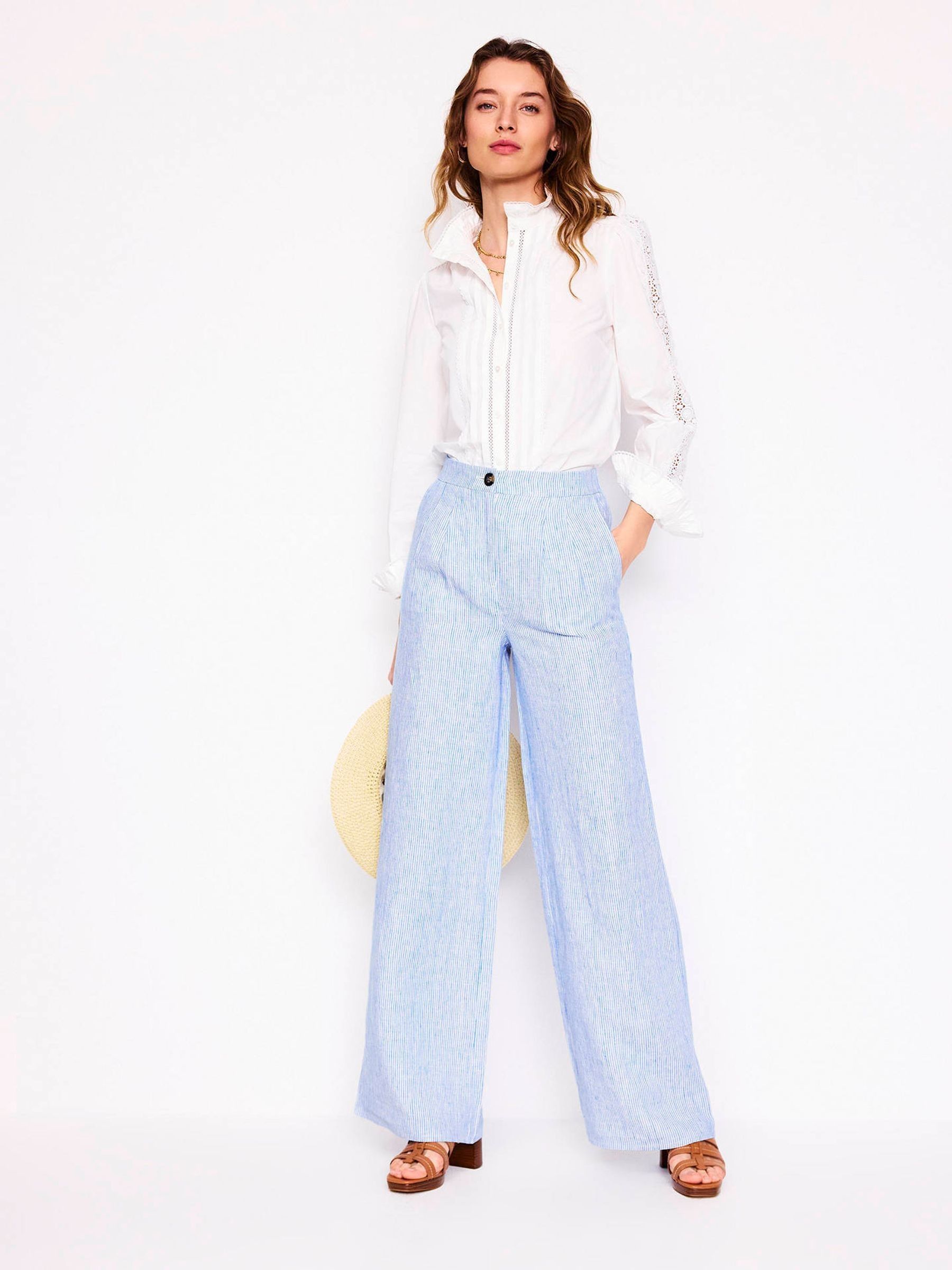 Buy Boden Blue Dulwich 100% Linen Trousers from the Next UK online shop