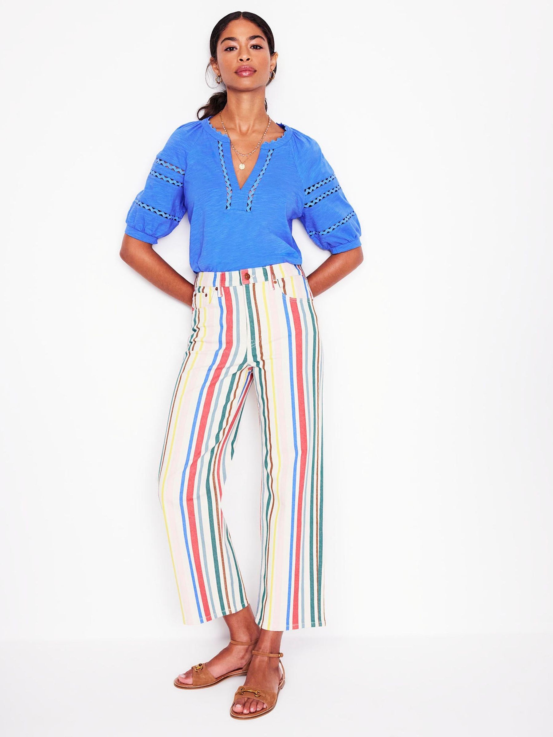 Buy Boden Blue Maisy Rikrak Trim 100% Cotton Top from the Next UK ...