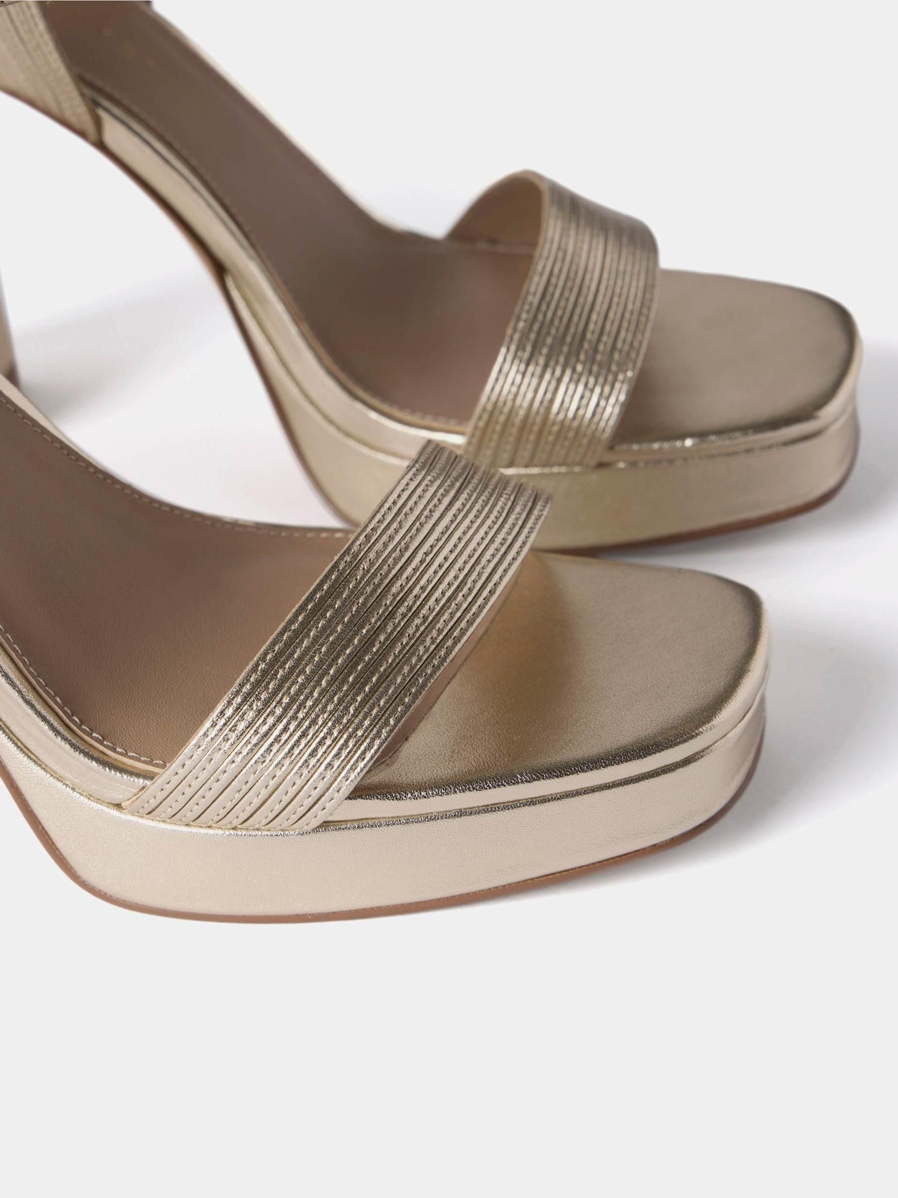 Buy Mint Velvet Gold Leather Platform Strappy Heels from the Next UK ...