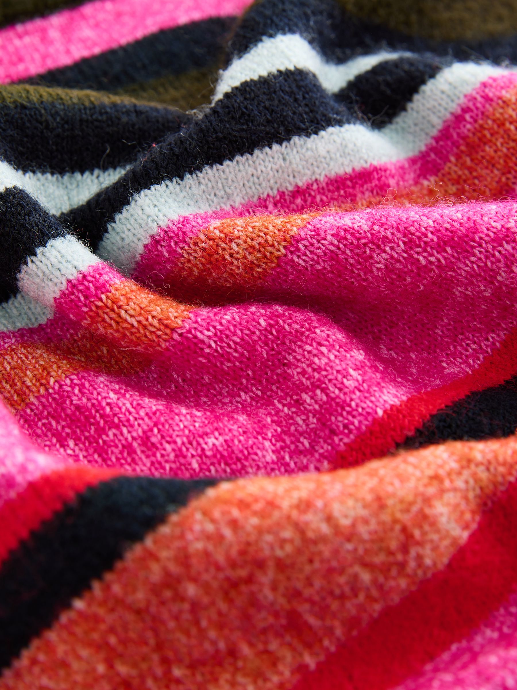 Buy Bright Pink/Khaki Multi Stripe Crew Neck Knitted Jumper with Wool ...