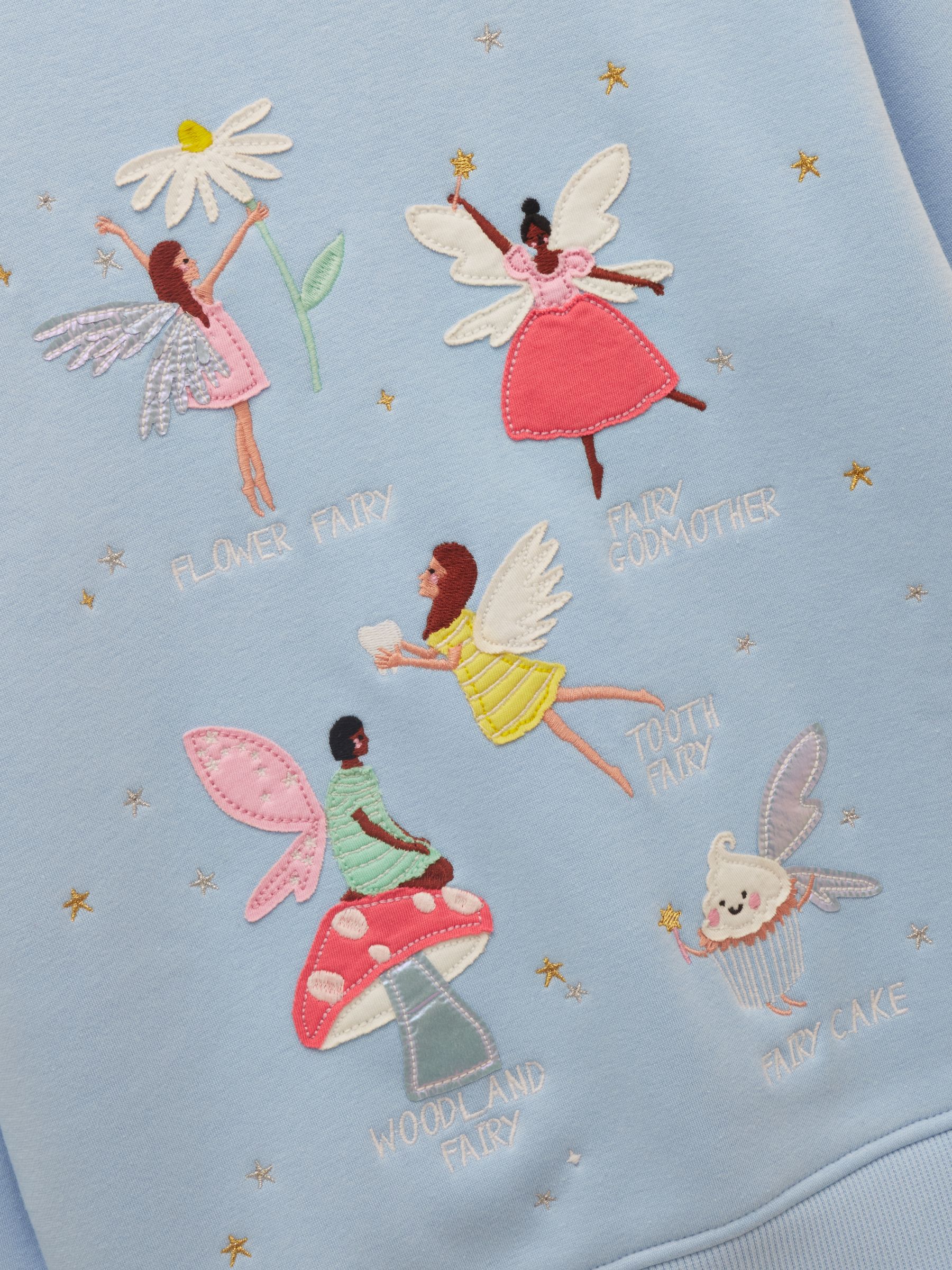 Buy Joules Kids' Mackenzie Blue Fairy Sweatshirt With Faux Fur Lining ...