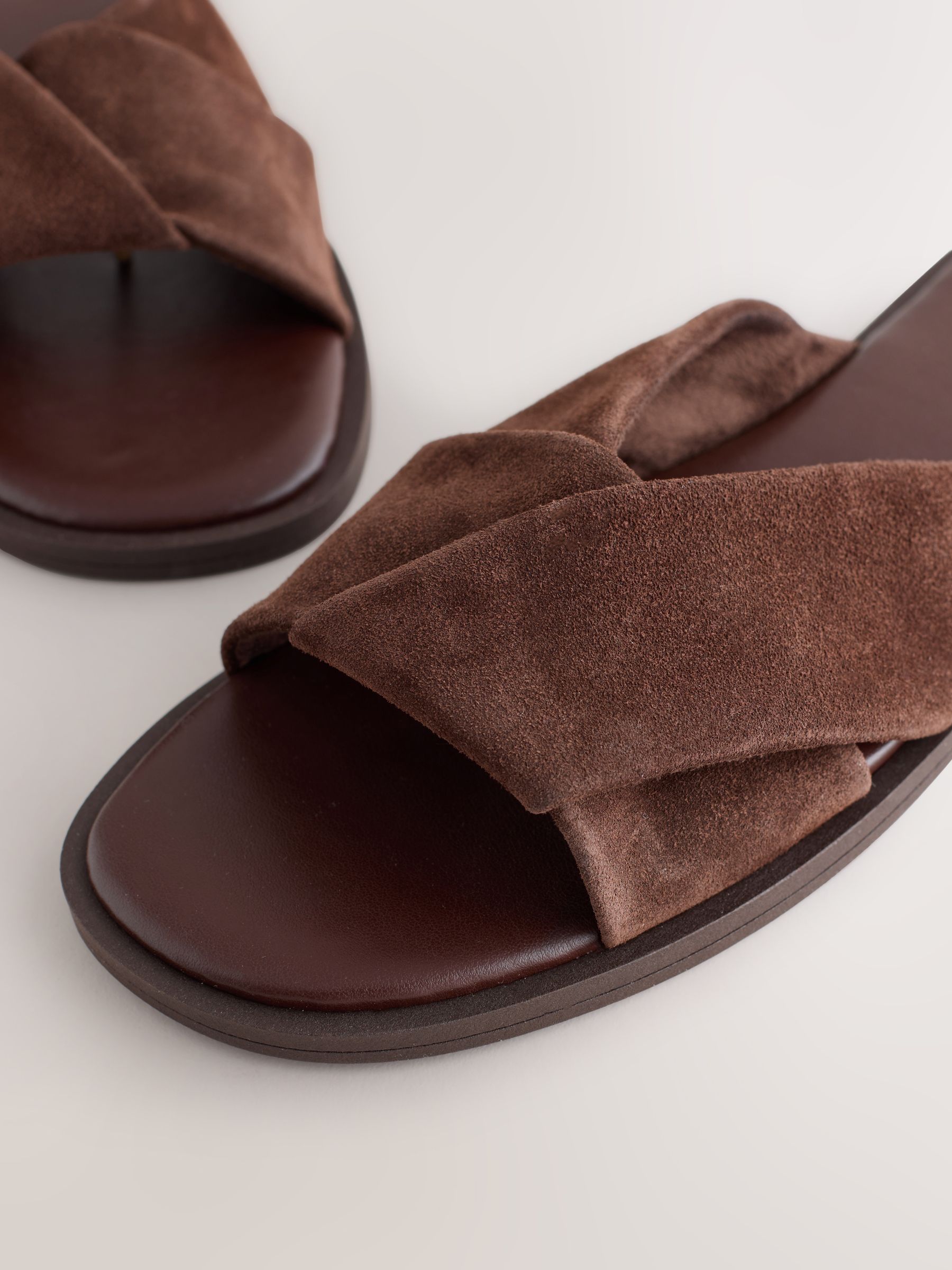 Buy Chocolate Brown Suede Twisted Mule Sandals from Next Australia
