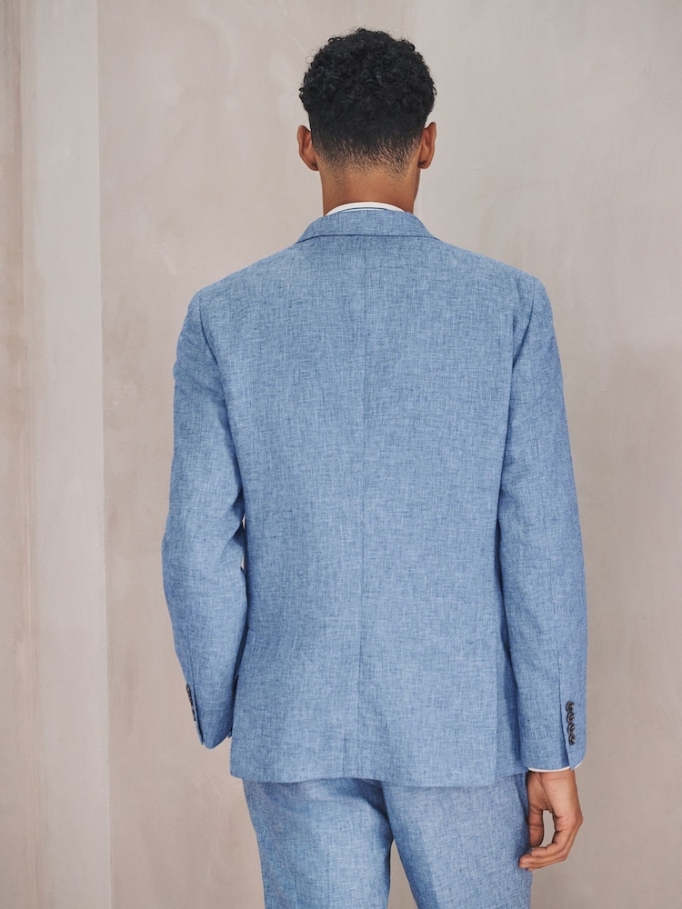 Buy Blue Tailored Fit Linen Blend Texture Suit Jacket from Next Czech ...