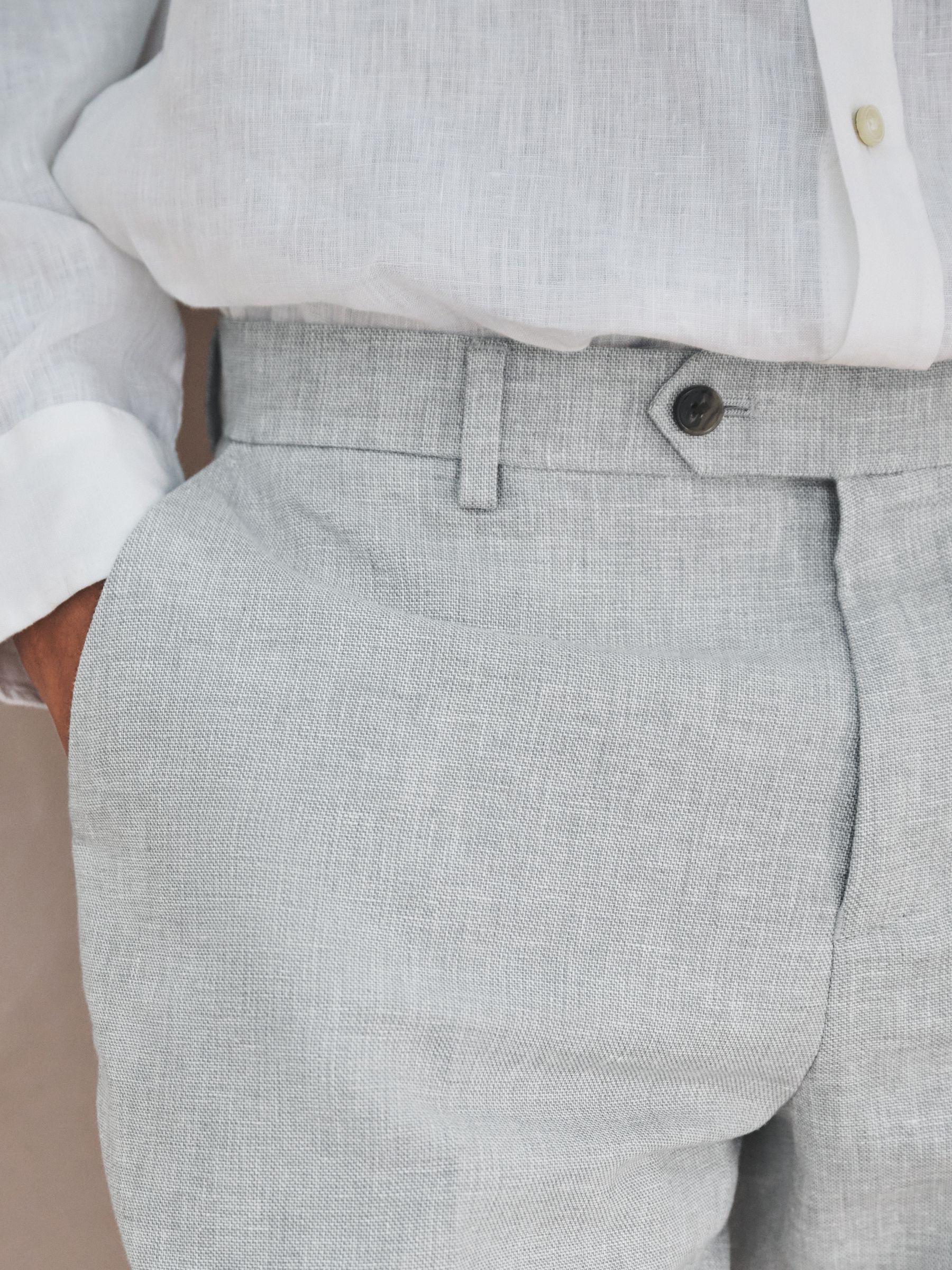 Buy Grey Tailored Fit Linen Blend Texture Suit Trousers from the Next ...