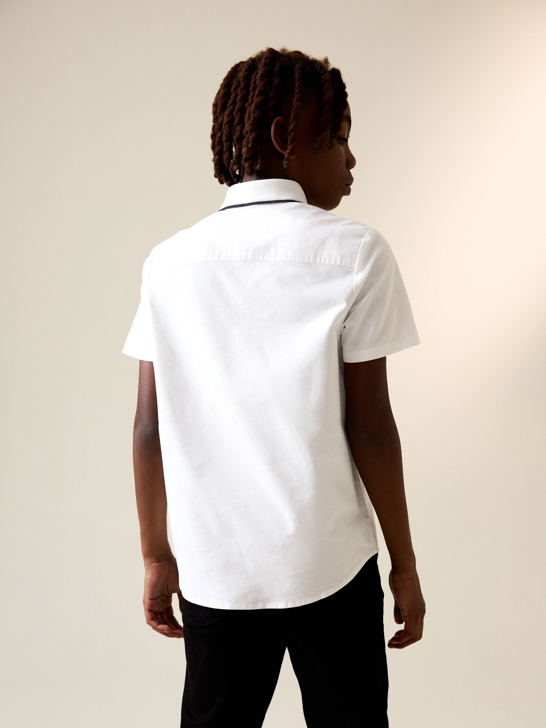 Buy White Check Splice Short Sleeve Smart Shirt (3-16yrs) from the Next ...