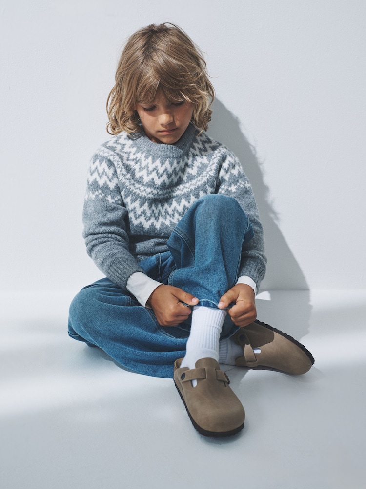 Buy The Set 2 Pack Unisex Kids Family Fairisle Knit Jumpers Grey/Ecru ...