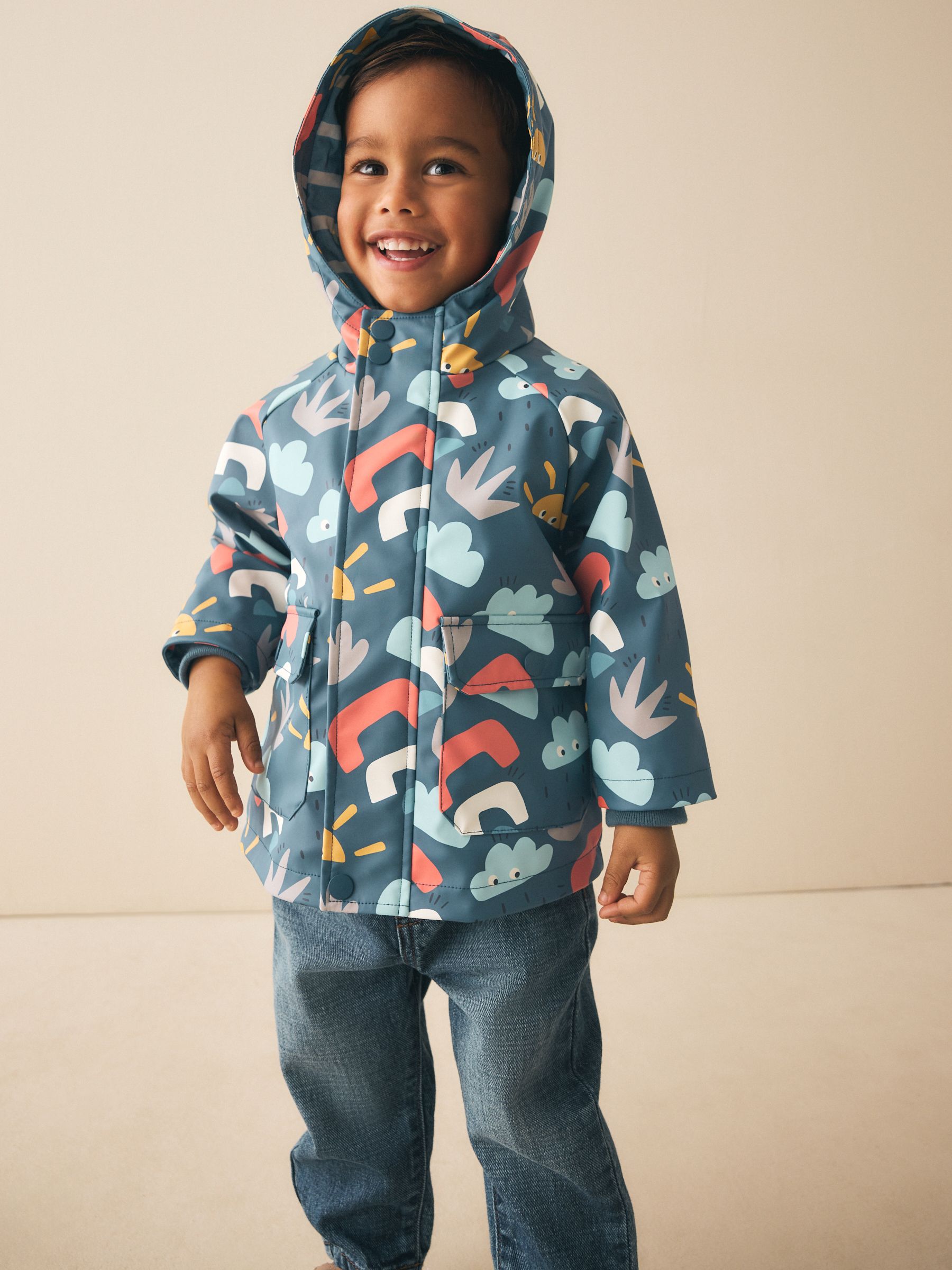 Buy Navy Printed Icon Shower Resistant Coat (3mths-7yrs) from Next Ireland