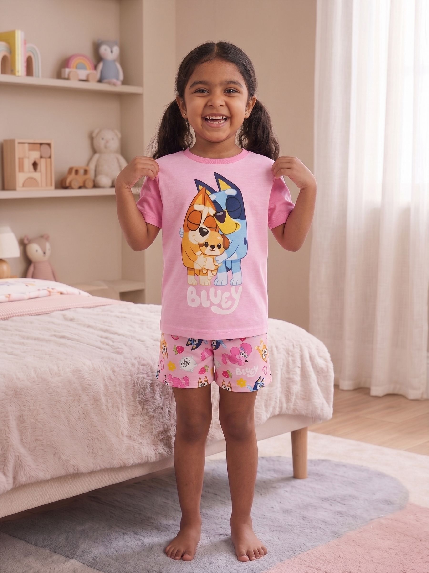 Buy Bluey Pink Character Bingo Short Pyjamas 2 Pack from the Next UK ...