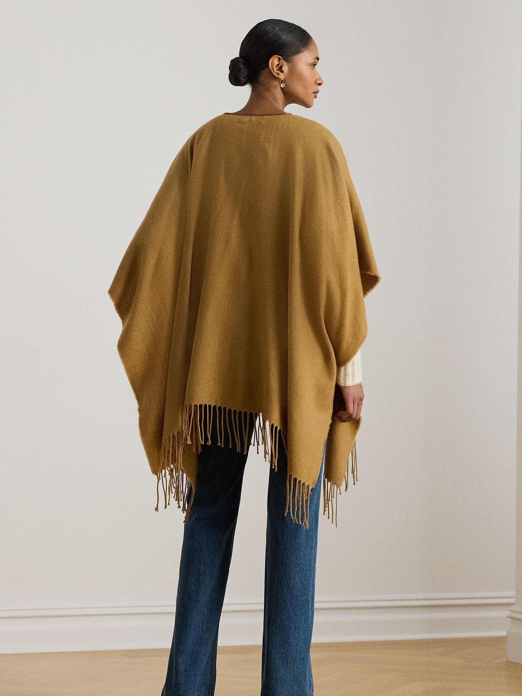 Buy Lauren Ralph Lauren Brown Detail Fringed Cape Poncho from the Next ...