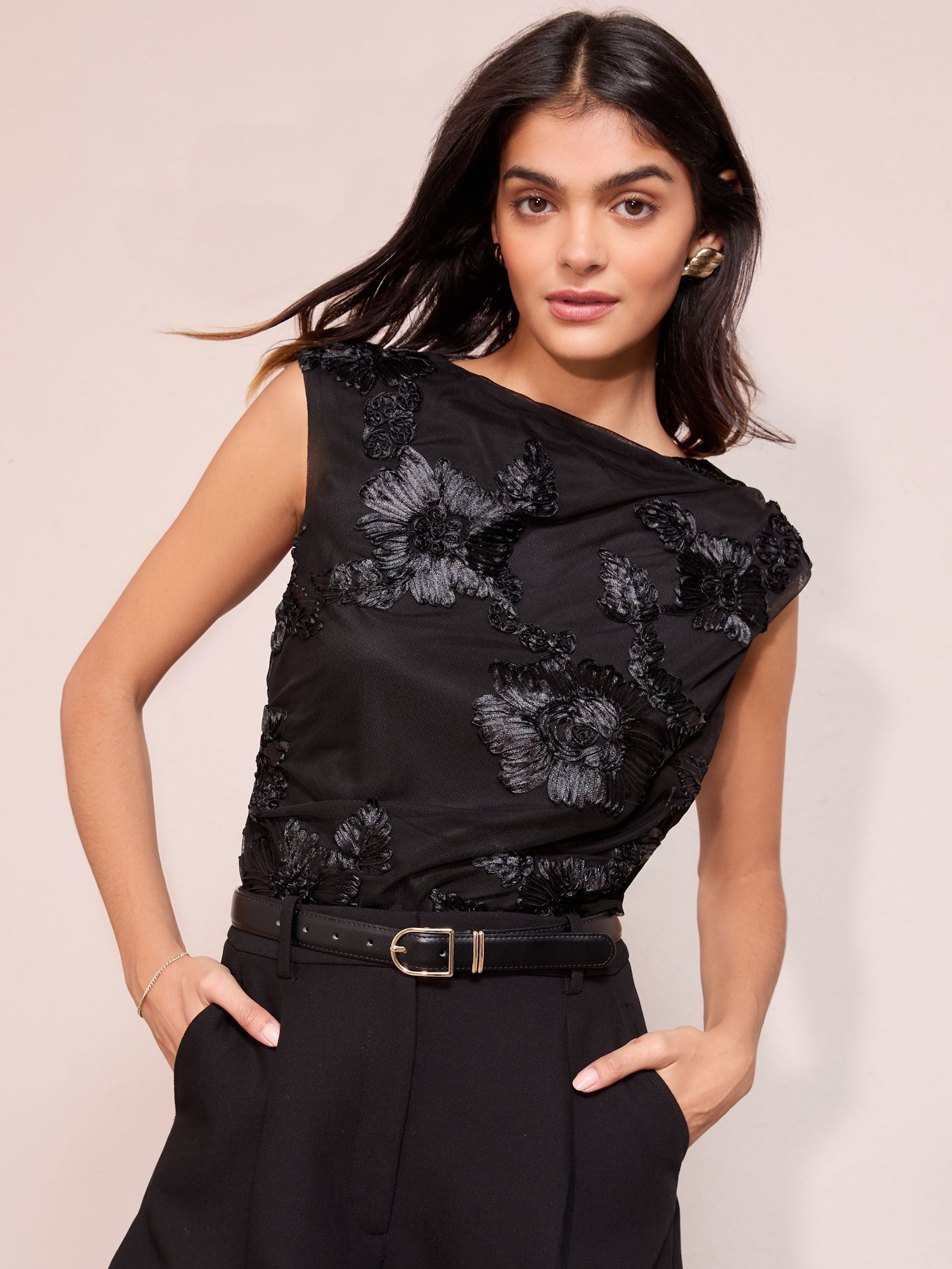 Buy Friends Like These Black Cornelli Floral Detail Top from the Next ...