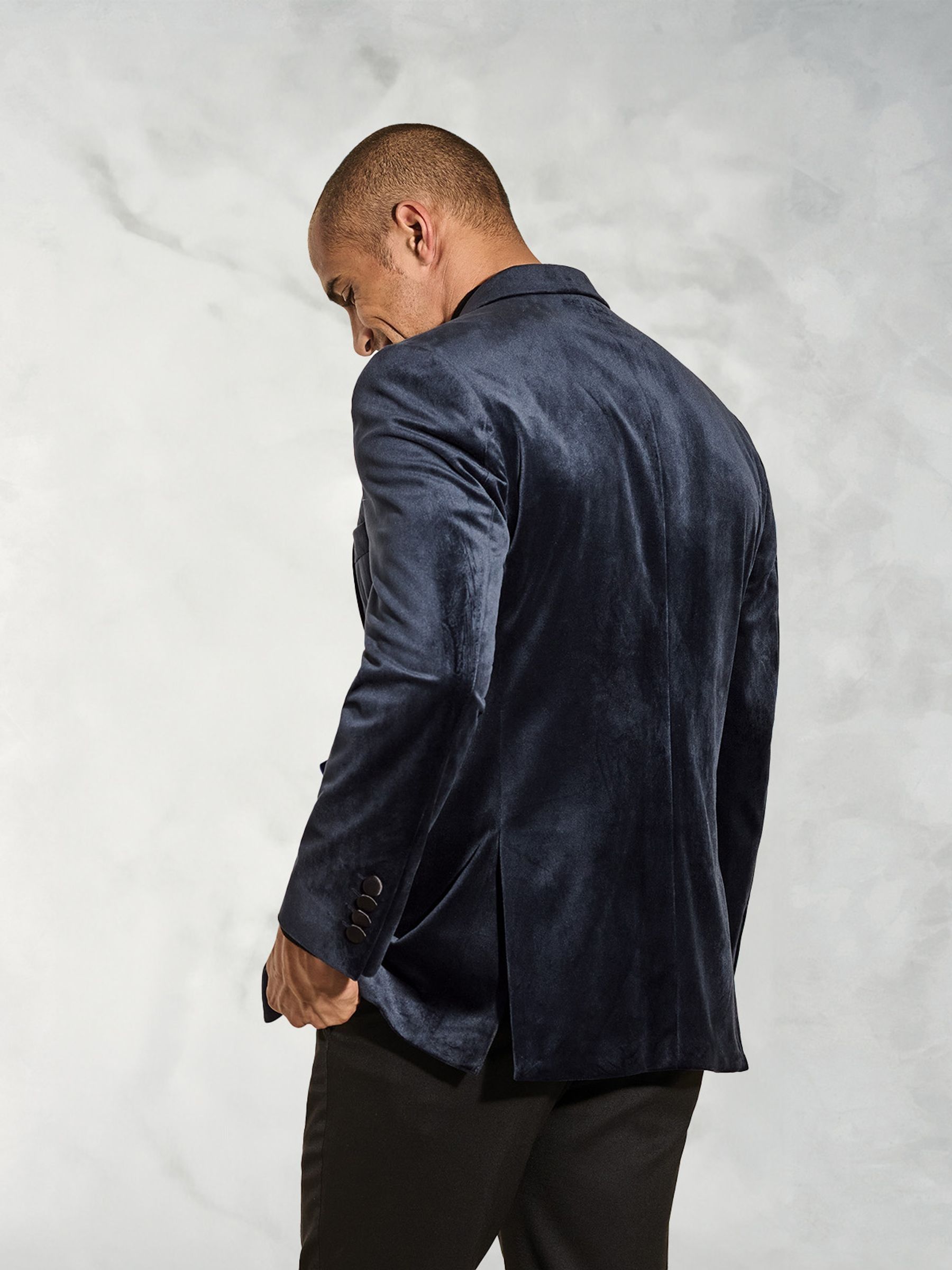 Buy Brook Taverner Blue Tailored Fit Severn Midnight Velvet Evening ...