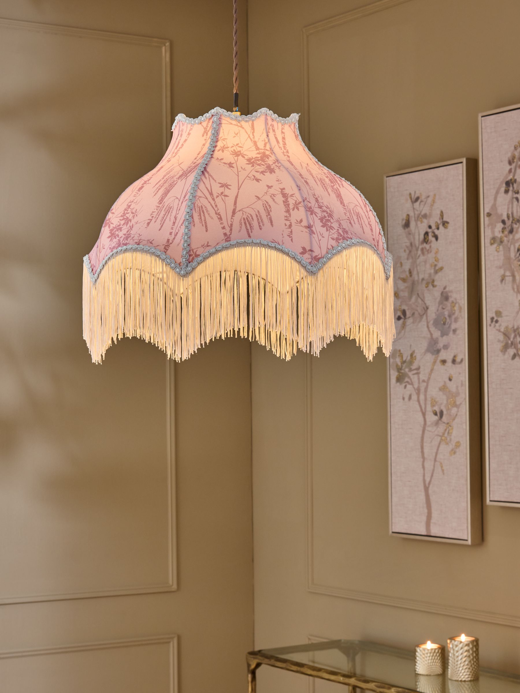 Buy Pale Pink Arabella Fringed Easy Fit Pendant Light Shade from Next ...