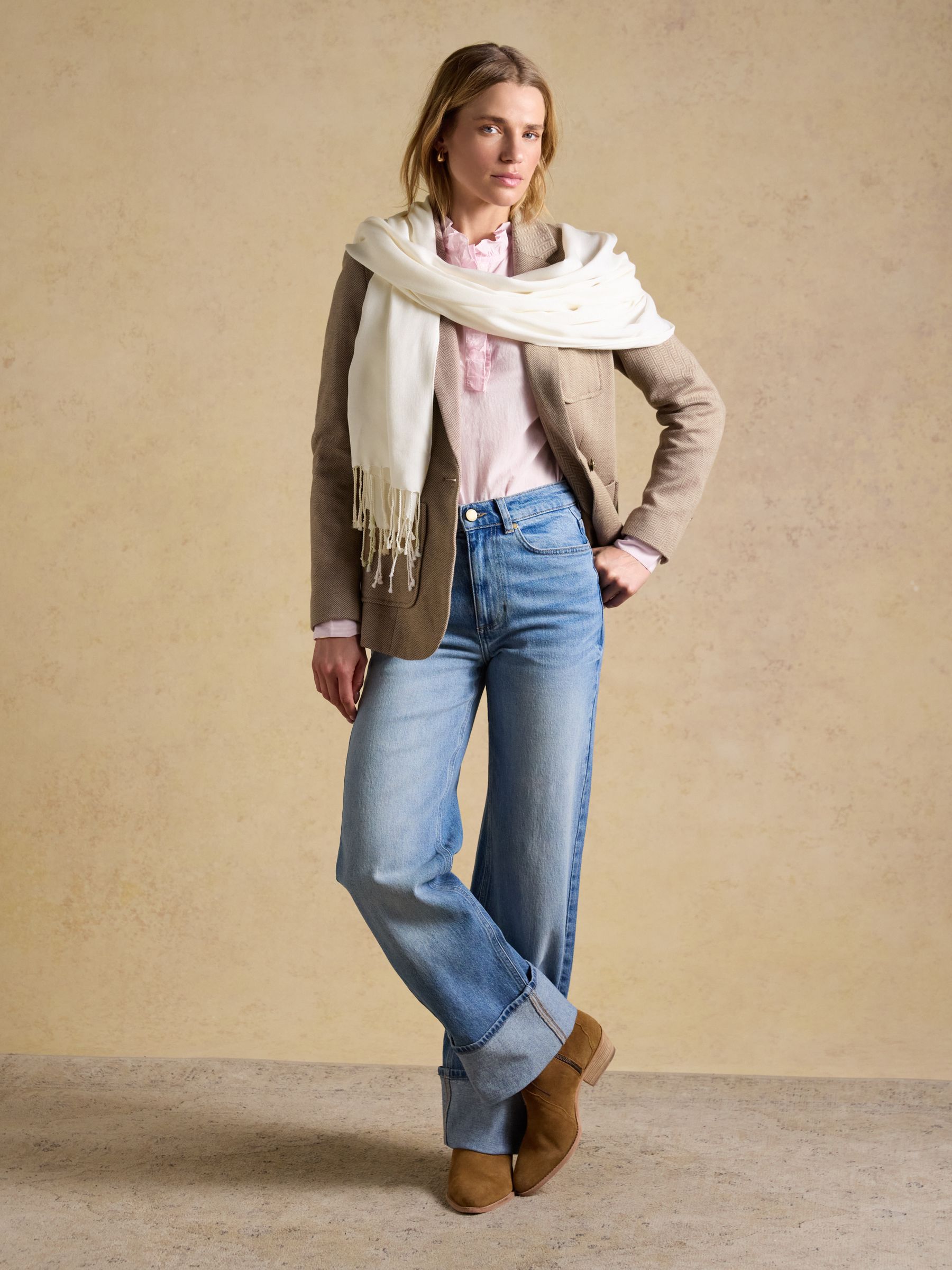 Buy Joules Ascot Cream Large Lightweight Wrap Scarf from the Next UK ...