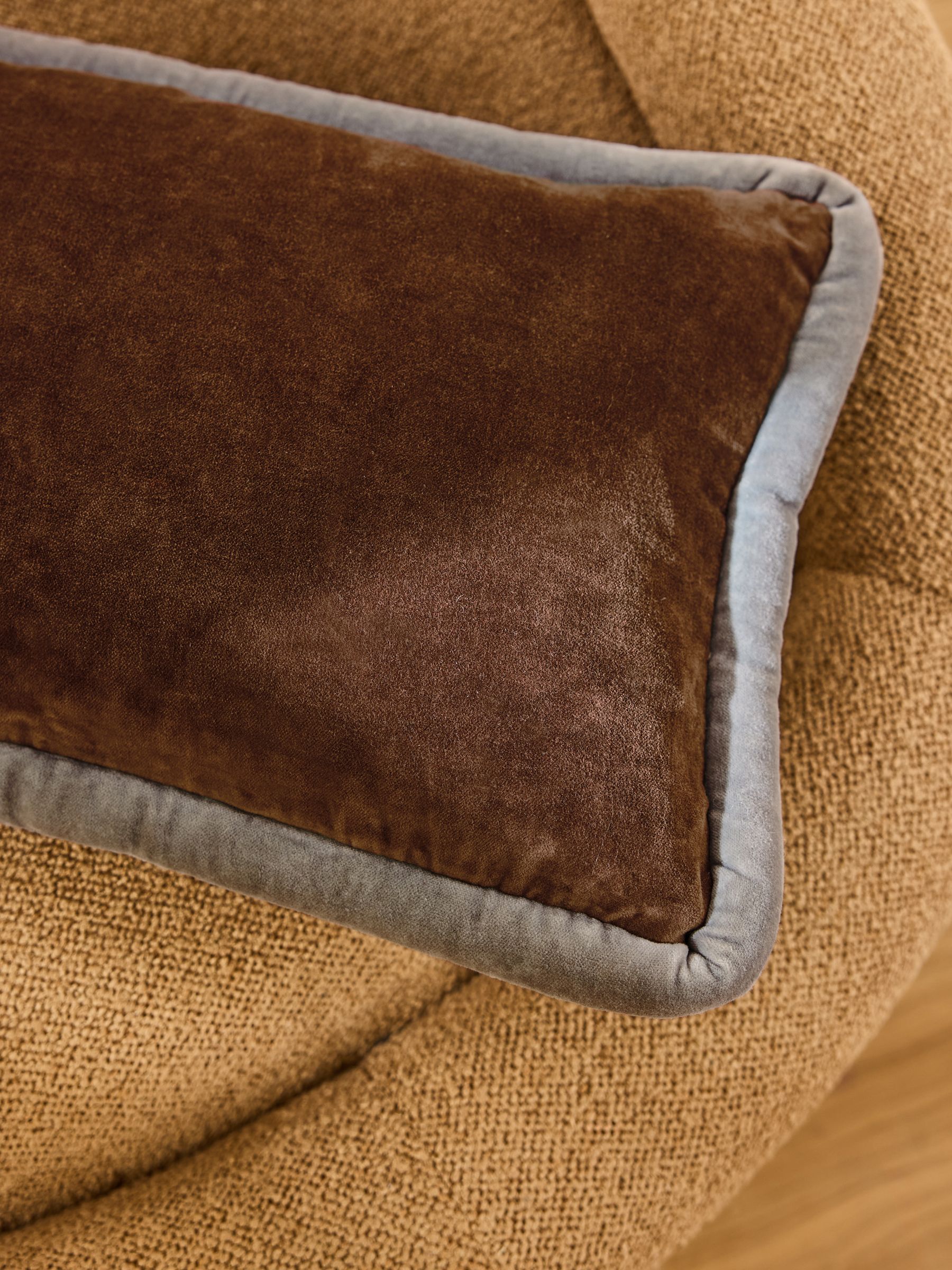 Buy MADE.COM Chocolate/Navy Huxley Cotton Velvet Jumbo Pipe Cushion ...