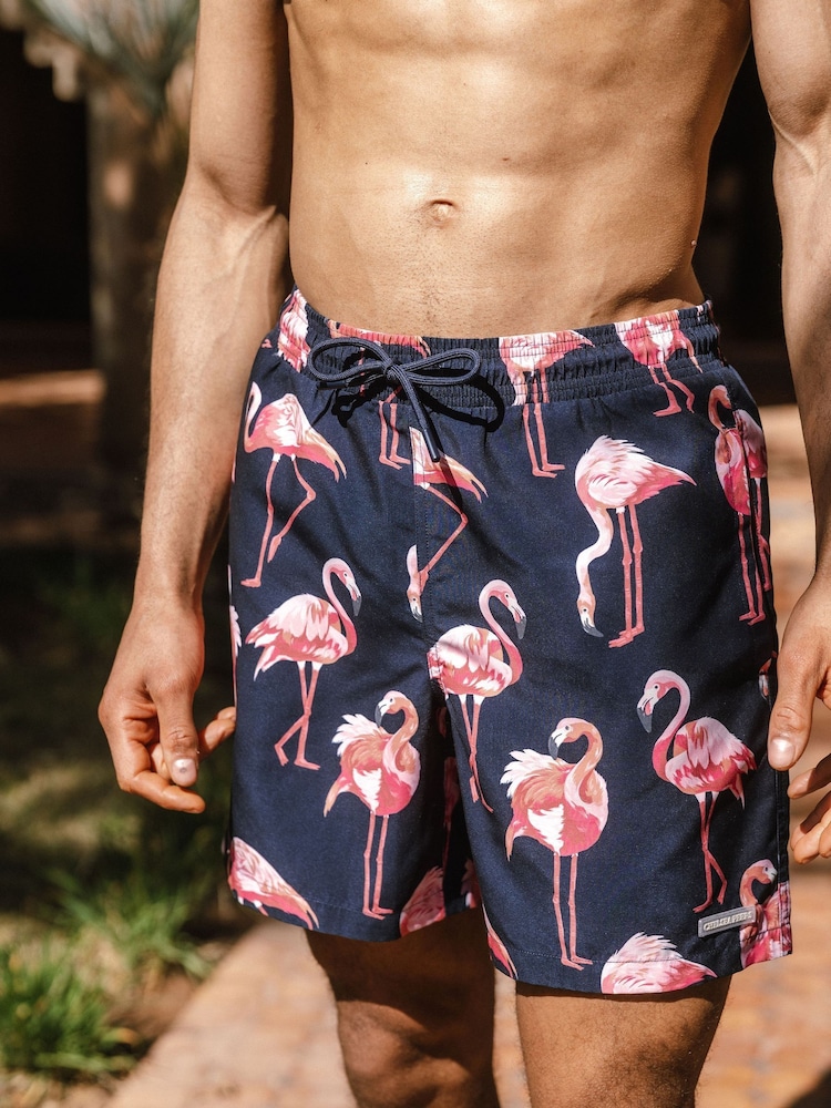 flamingo pattern shorts