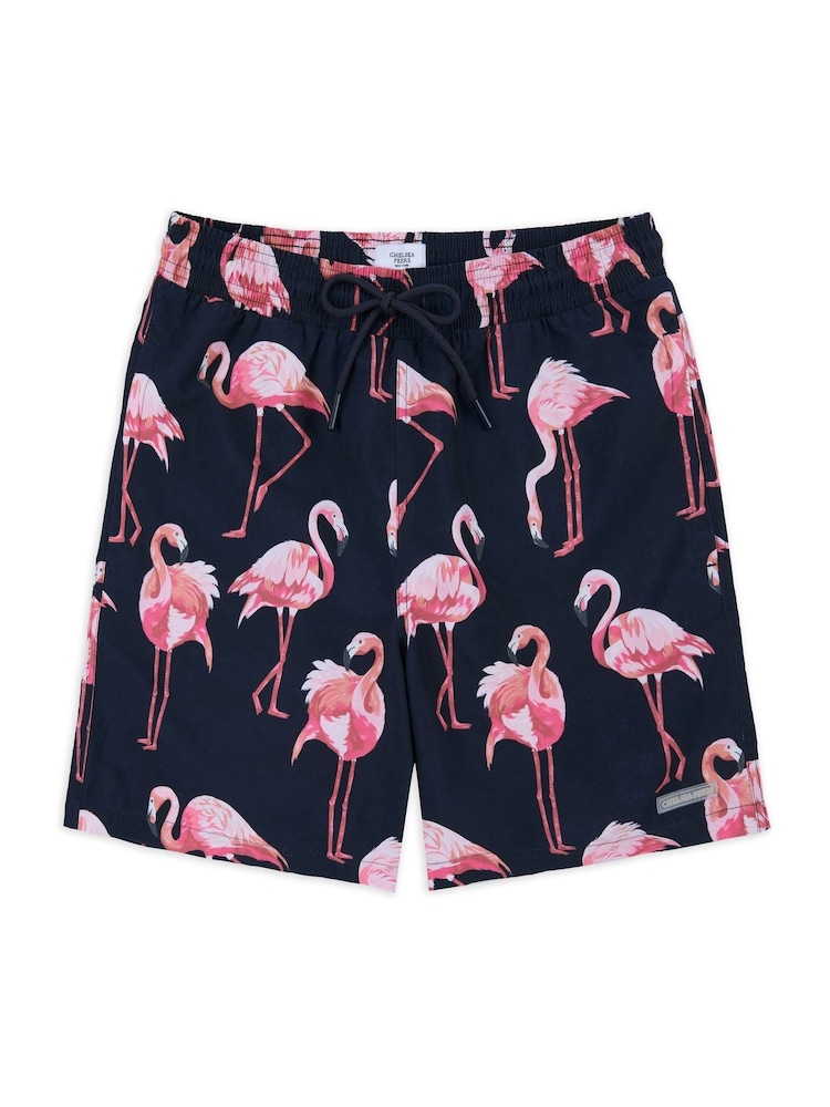 flamingo pattern shorts