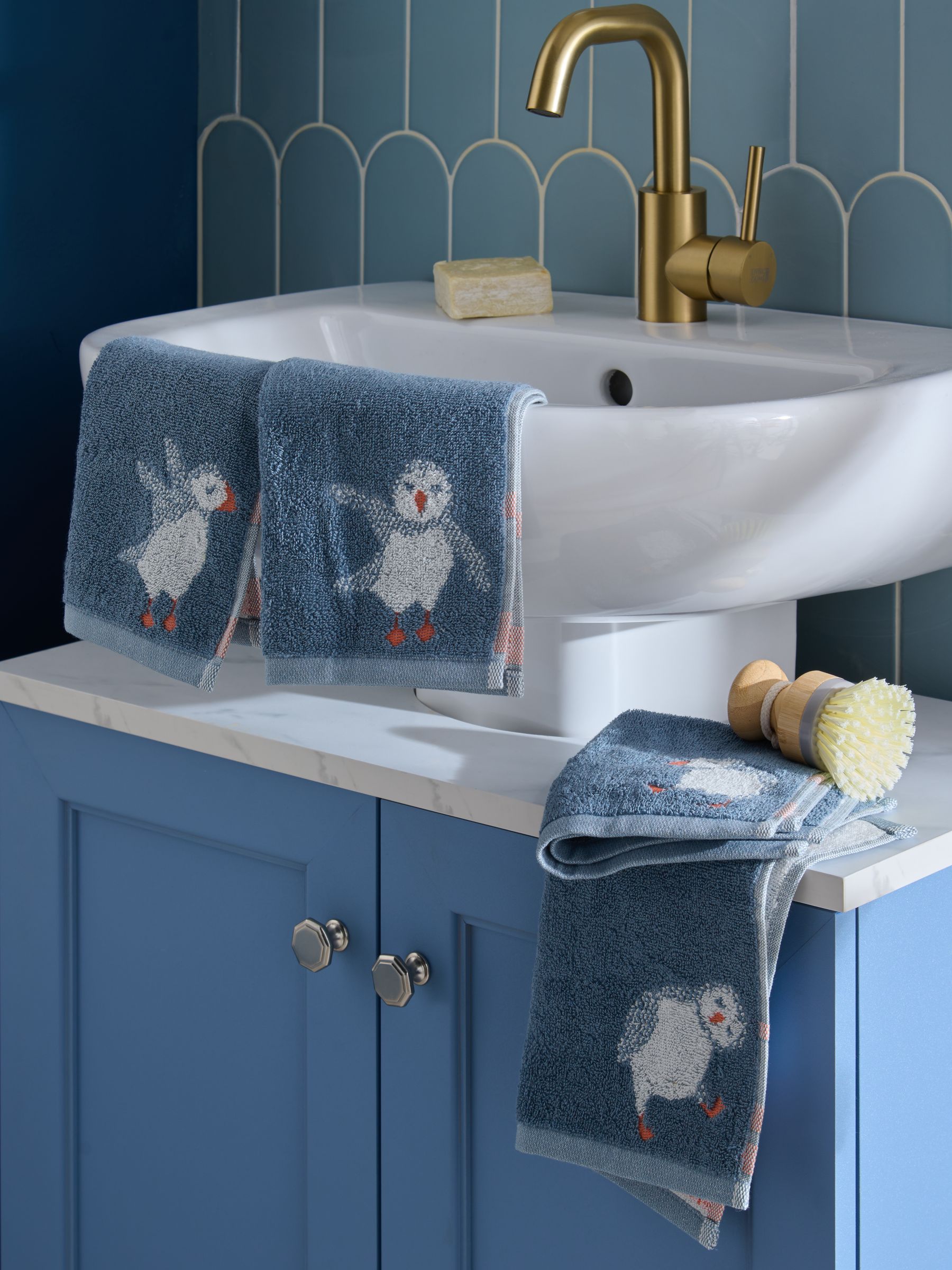 Buy Set of 2 Blue Puffin Set of 4 100% Cotton Face Cloths from the Next ...