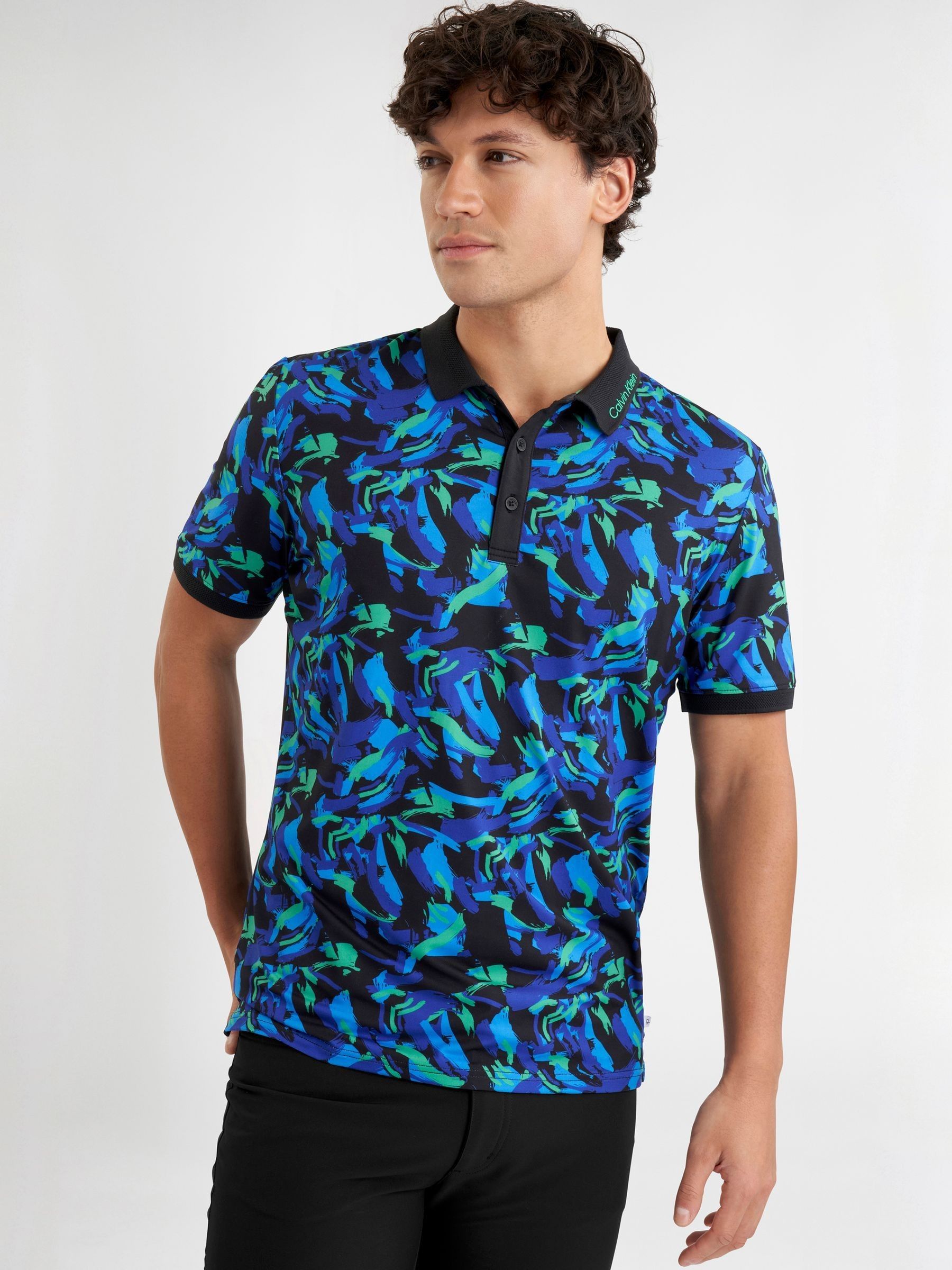 Buy Calvin Klein Golf Blue Bushstroke Print Polo Shirt from Next Japan